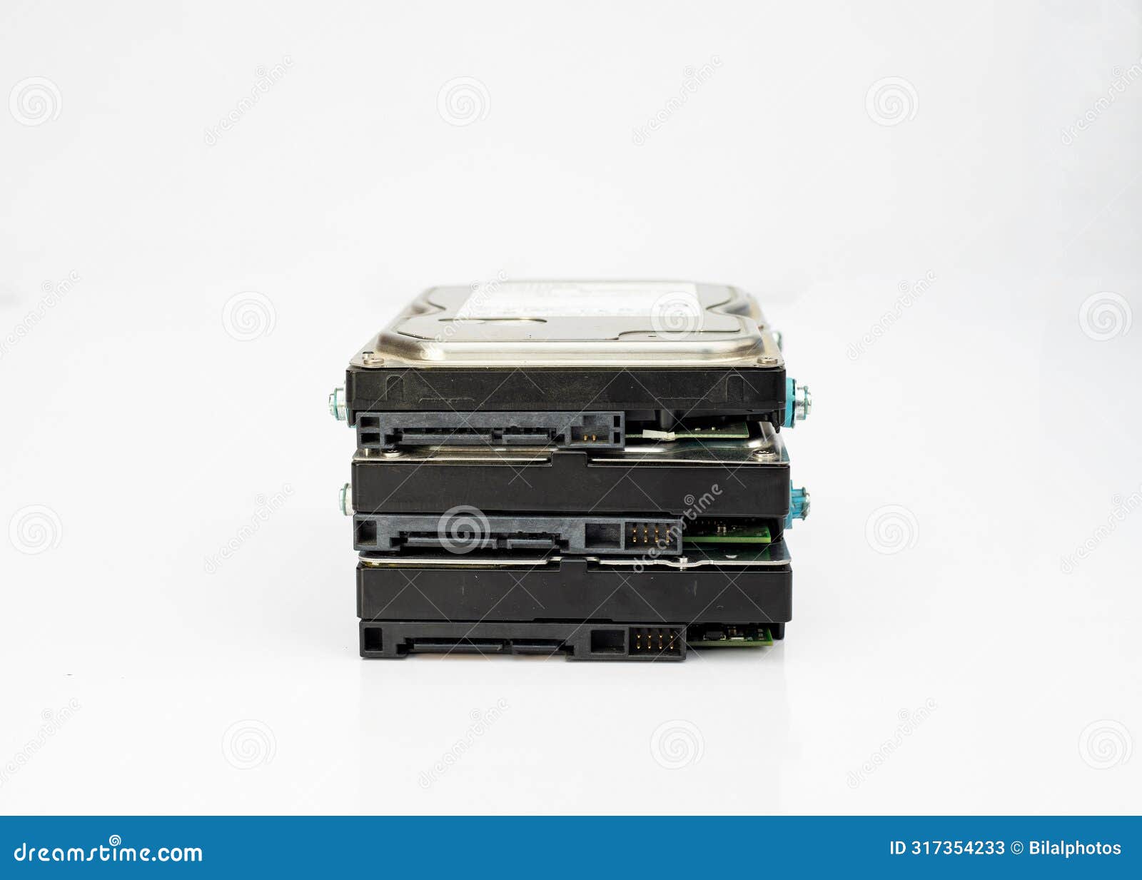 Stack of Computer Internal 3.5 Inch Hard Disk Drives on Isolated White ...