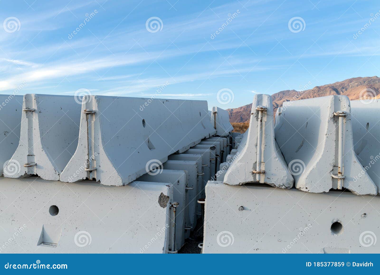 A Stack of Concrete Barriers Stock Image - Image of blue, industry ...