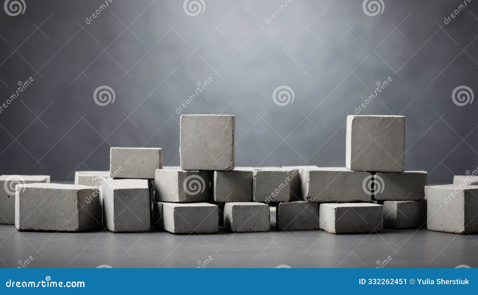 A Stack of Concrete Blocks on Grey Background. Stock Image - Image of ...