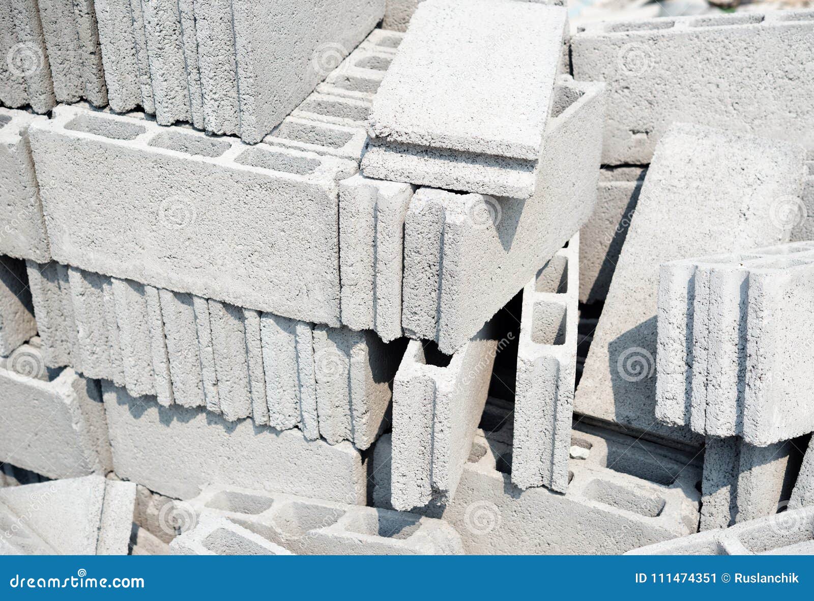 Pile of concrete blocks stock image. Image of interlocking - 111474351