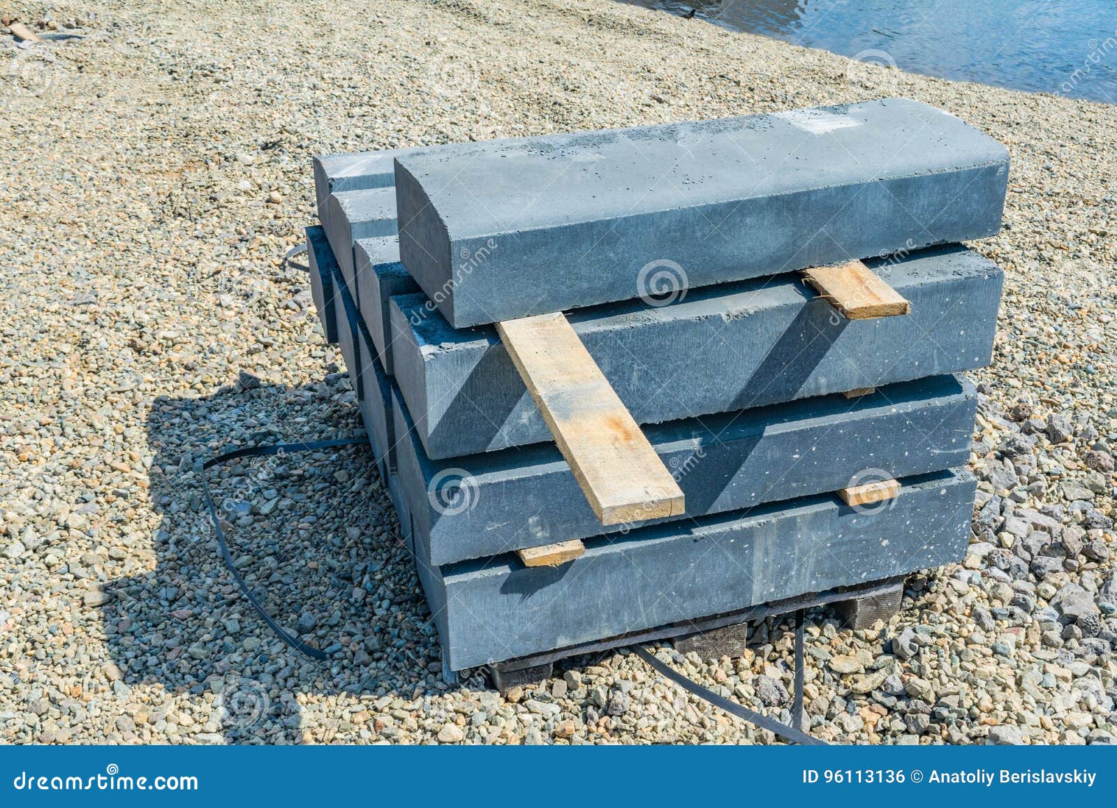 Stack of Concrete Curbstone Close Up Stock Photo - Image of industrial ...