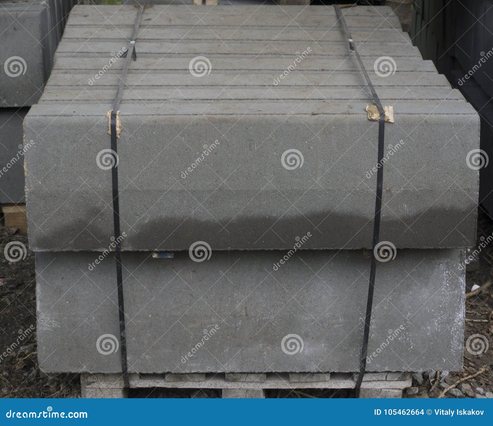 Stack of Concrete Curbstone. Construction Process Stock Photo - Image ...