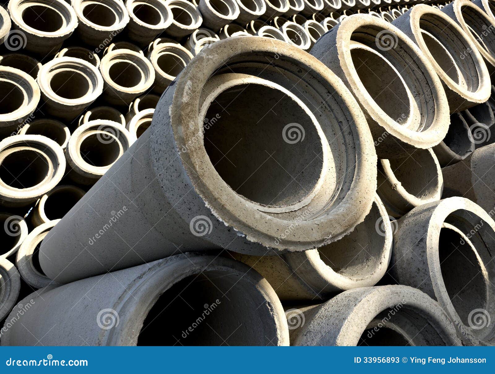 Stack of Concrete Drainage Pipes Stock Image - Image of sewage, heap ...