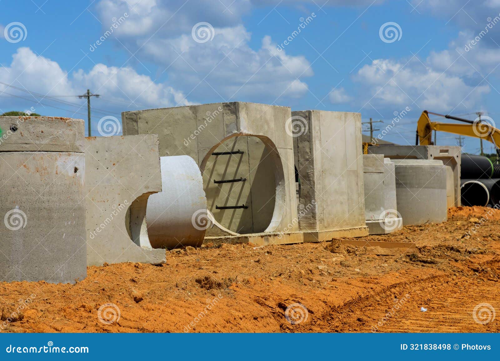 Stack of Concrete Drainage Wells for Discharge of Water on a ...