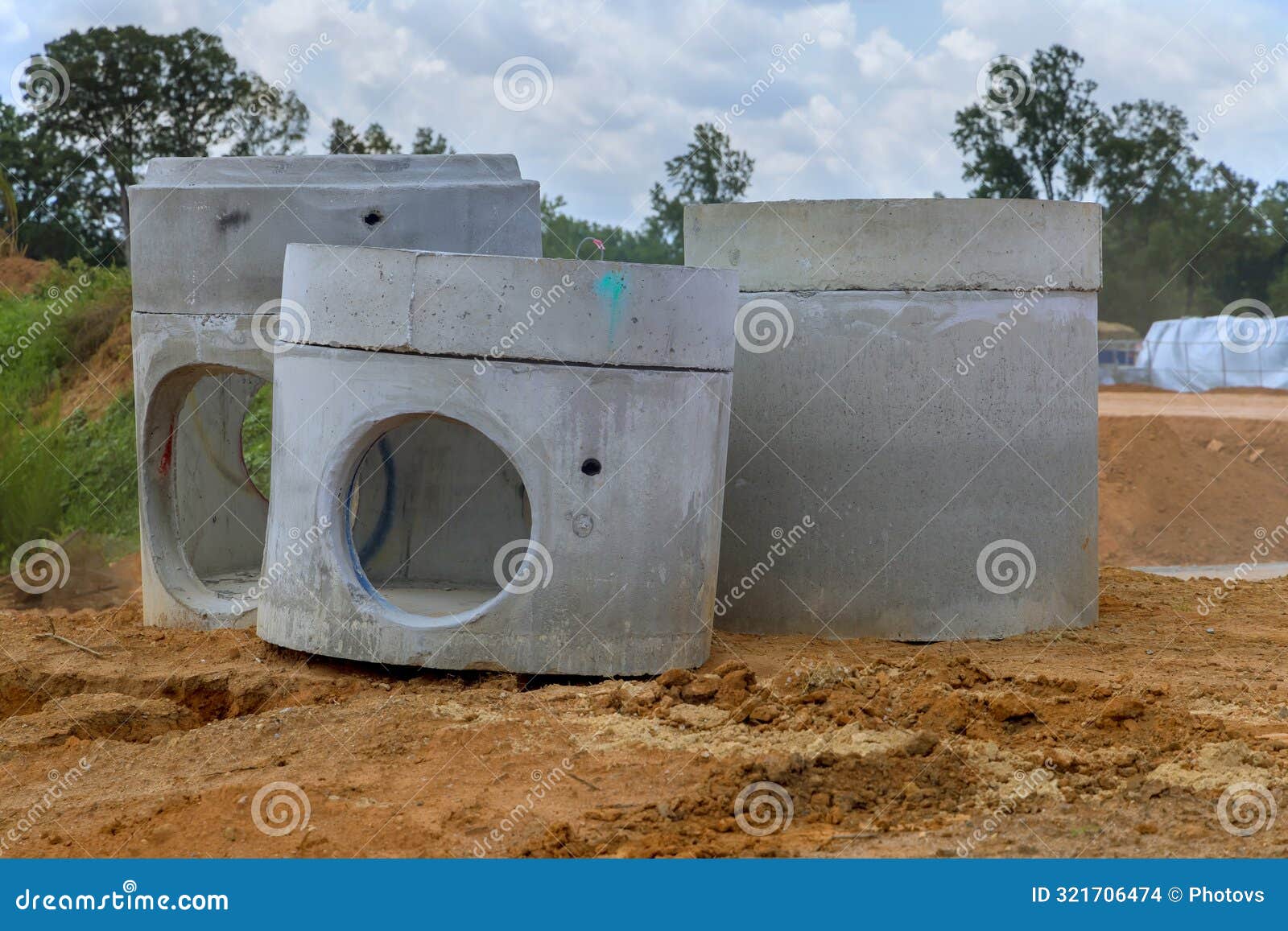 Stack of Concrete Drainage Wells for Water Discharge Prior To ...