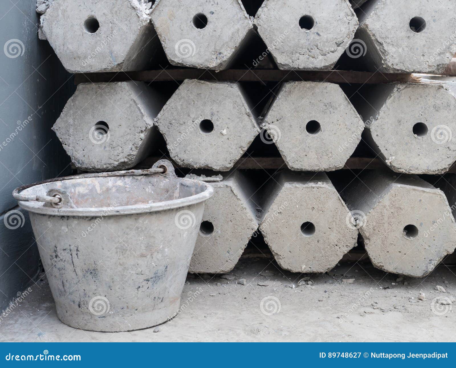 Stack of concrete piles stock image. Image of material - 89748627