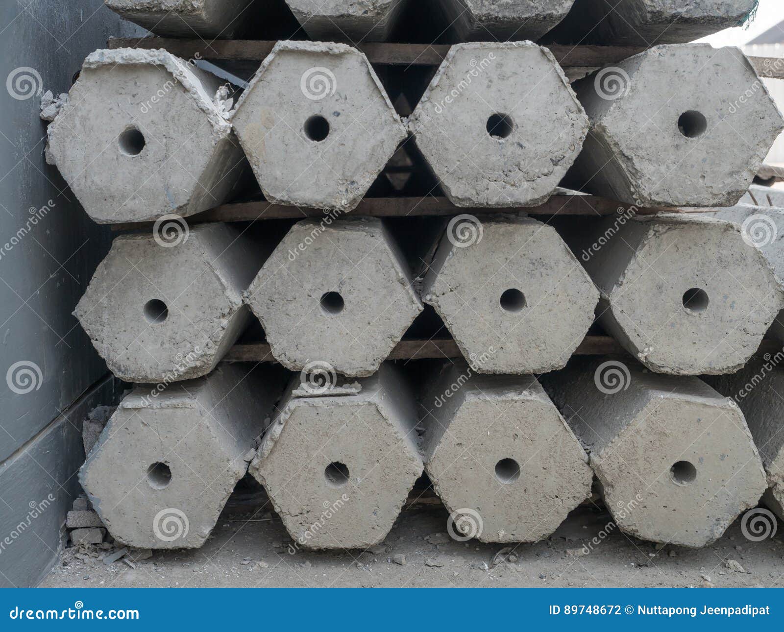 Stack of concrete piles stock photo. Image of architecture - 89748672