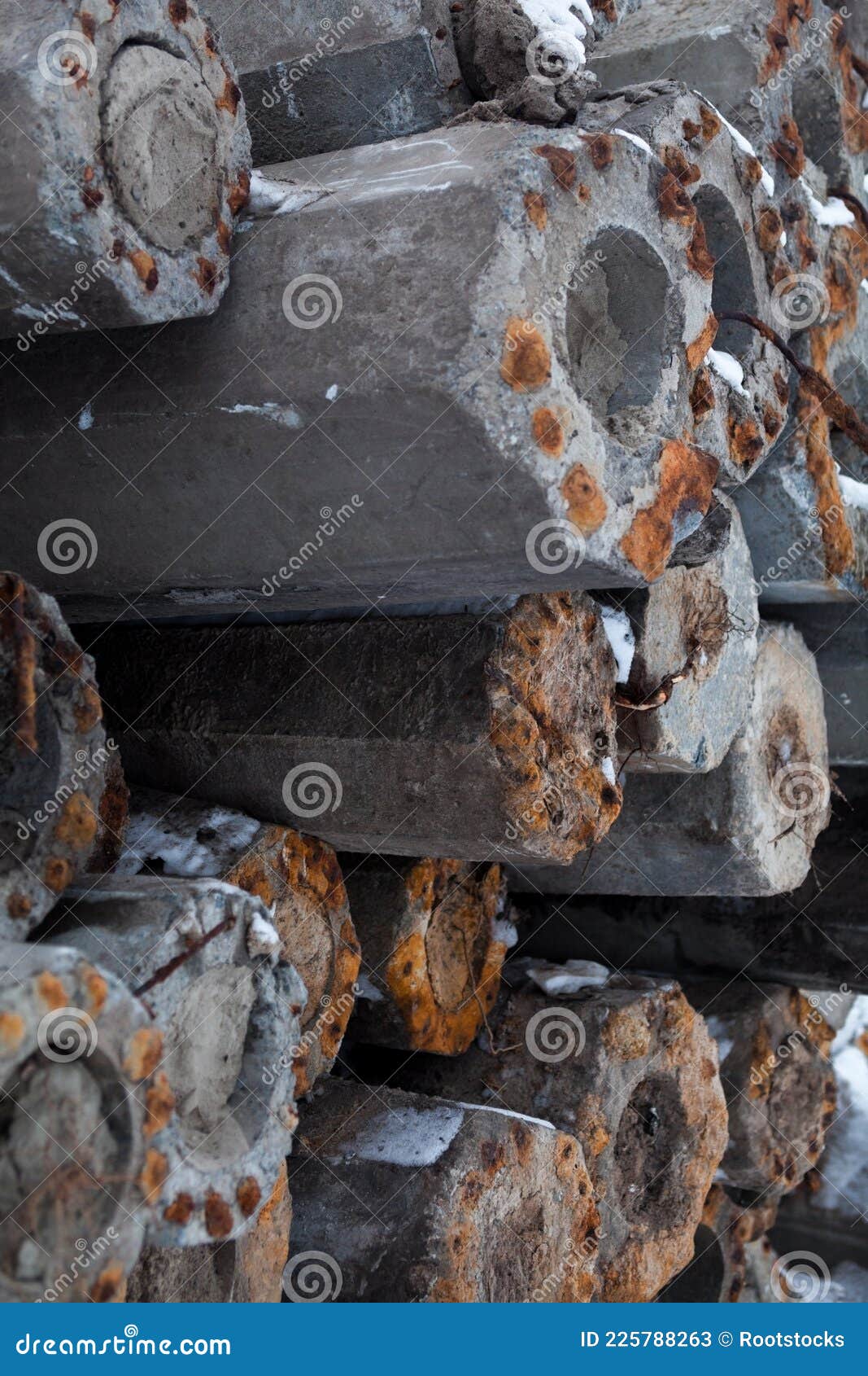 Stack of the Concrete Poles Stock Image - Image of object, industrial ...