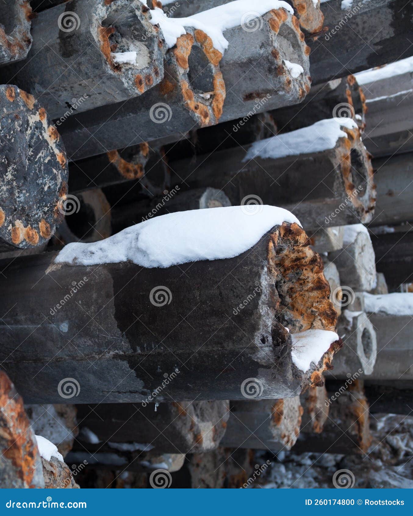 Stack of the Concrete Poles Stock Photo - Image of manufacture, cable ...
