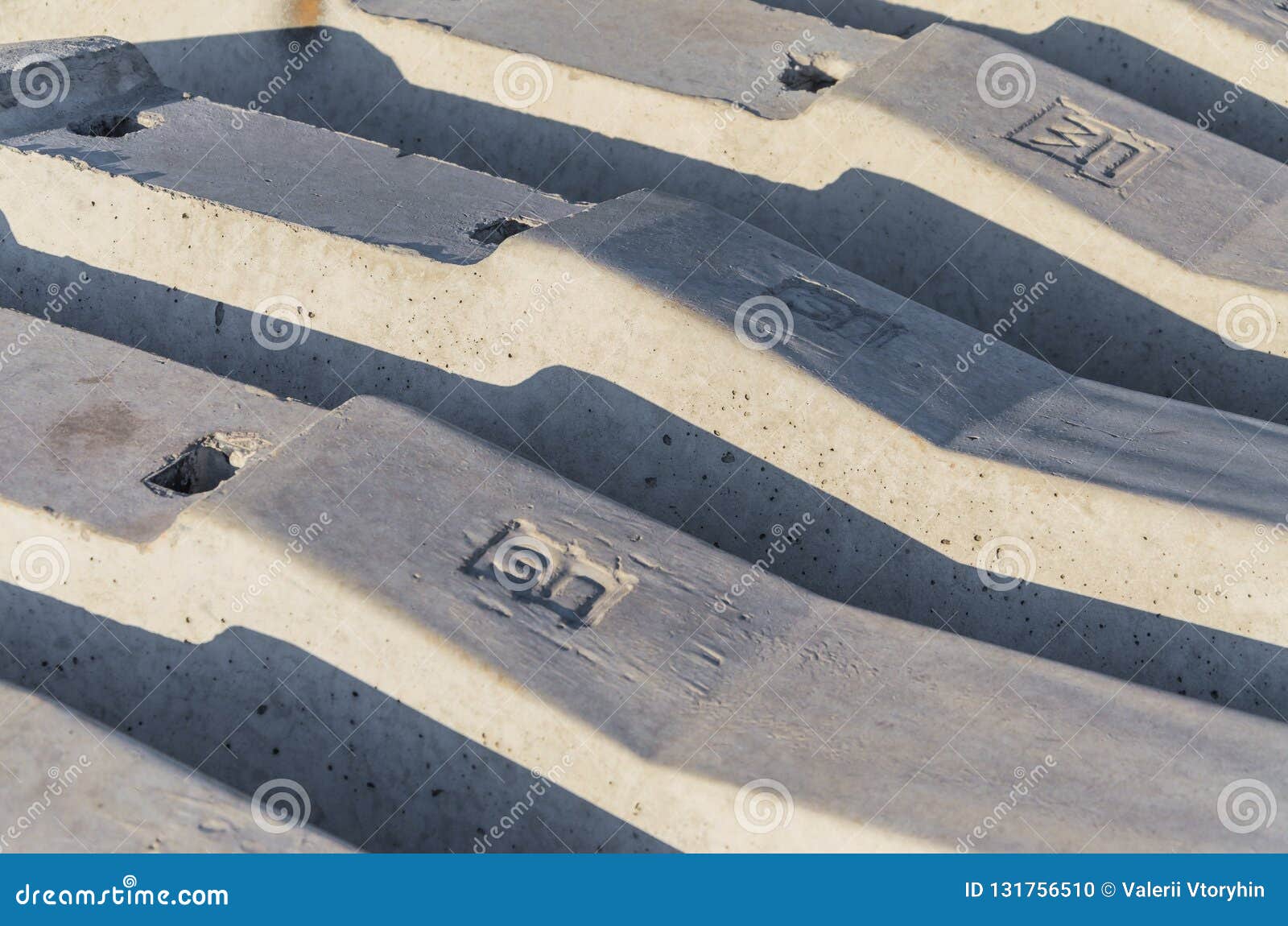 Stack of Concrete Railway Sleepers in Color Image. Stock Photo - Image ...