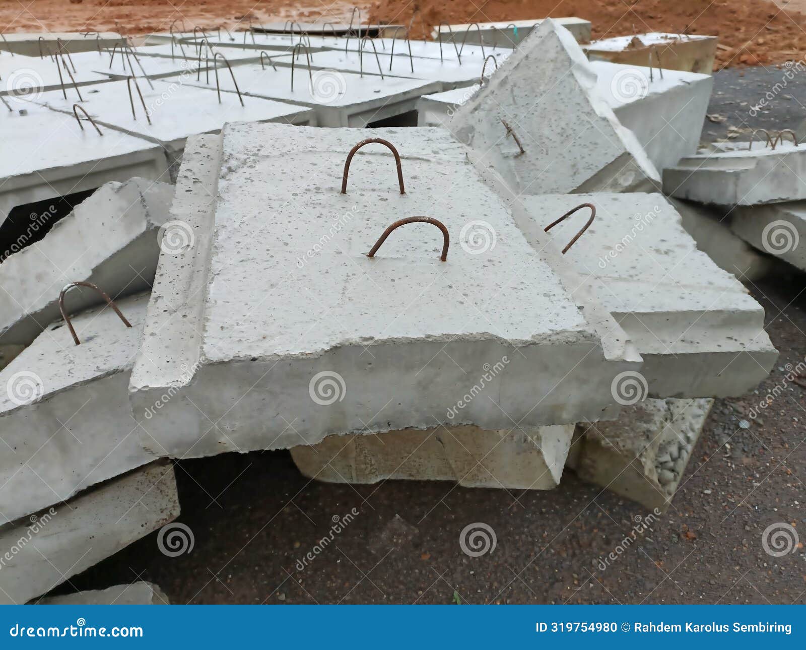 Stack of Concrete Slabs at Construction Site Stock Photo - Image of ...