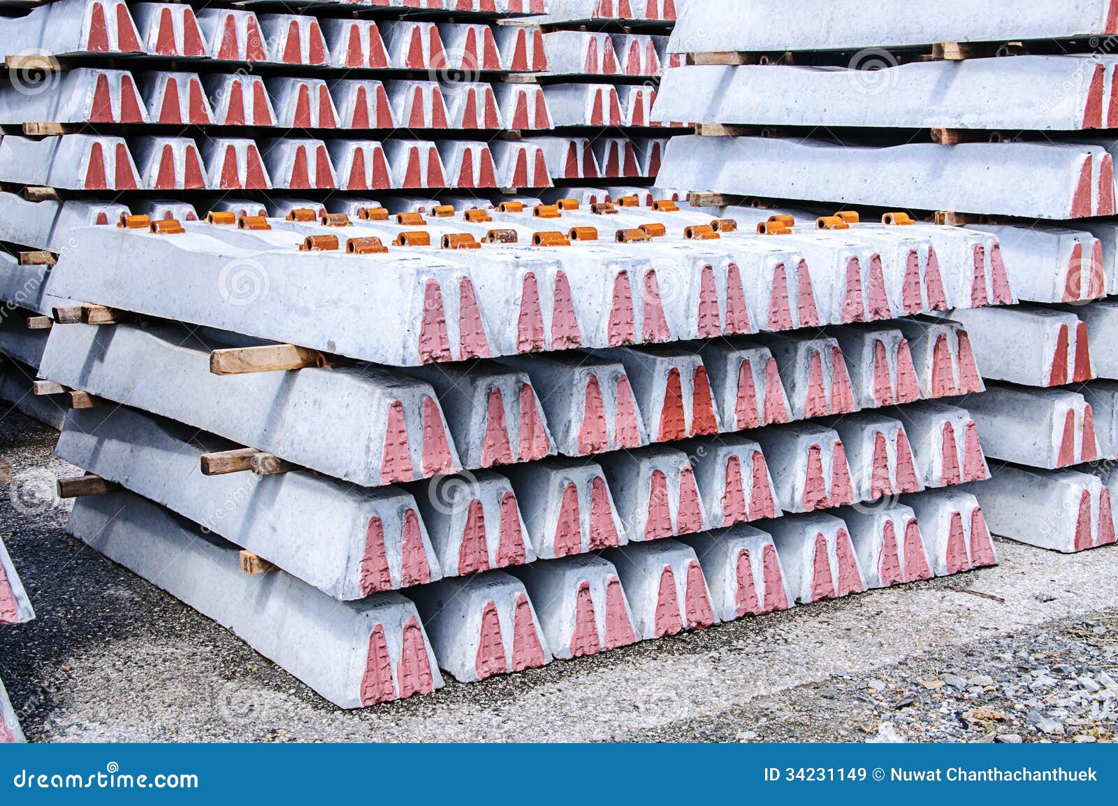 Stack of concrete sleeper stock image. Image of bolt - 34231149