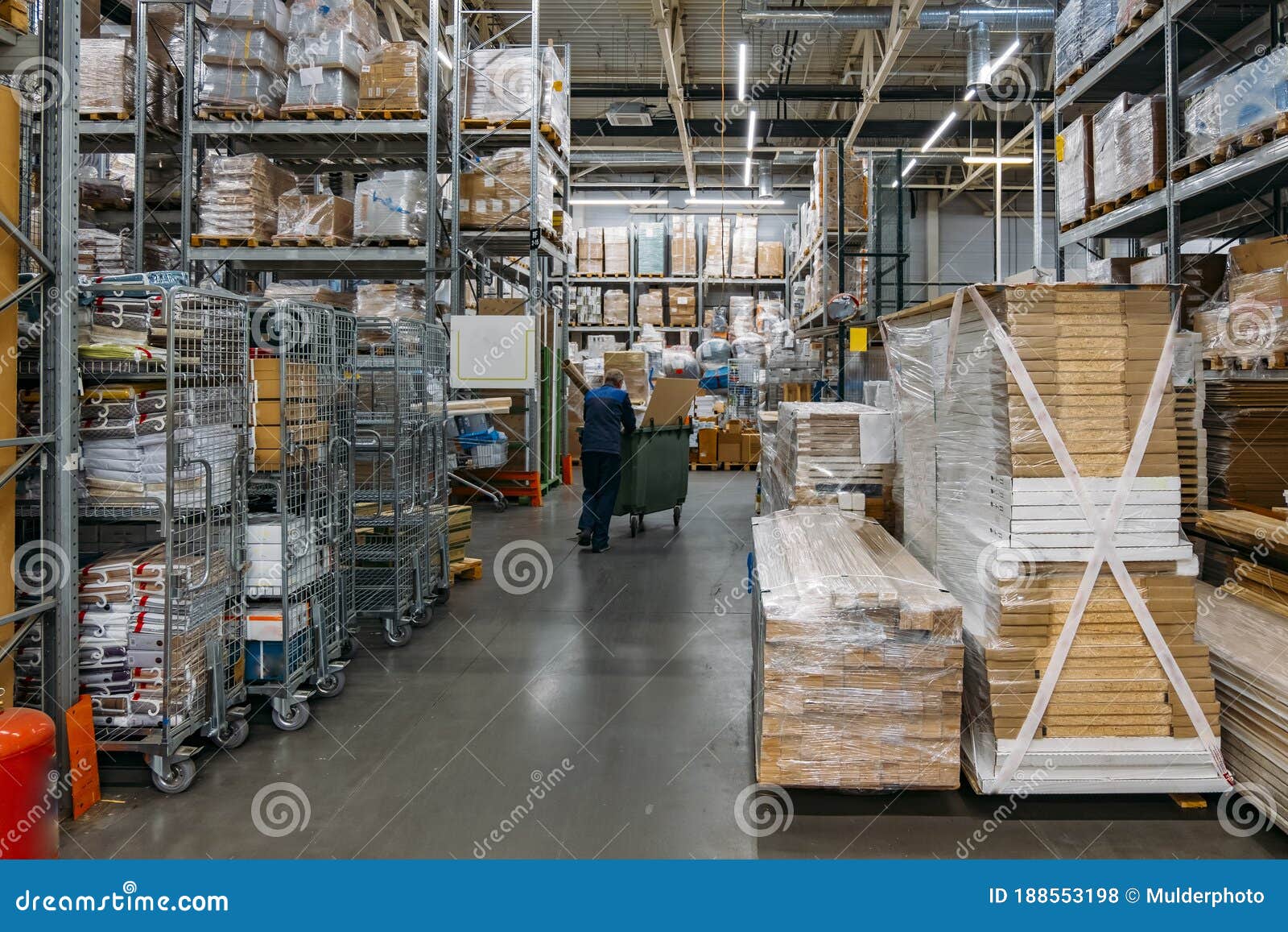 Stack of Construction Materials in the Warehouse Stock Photo - Image of ...