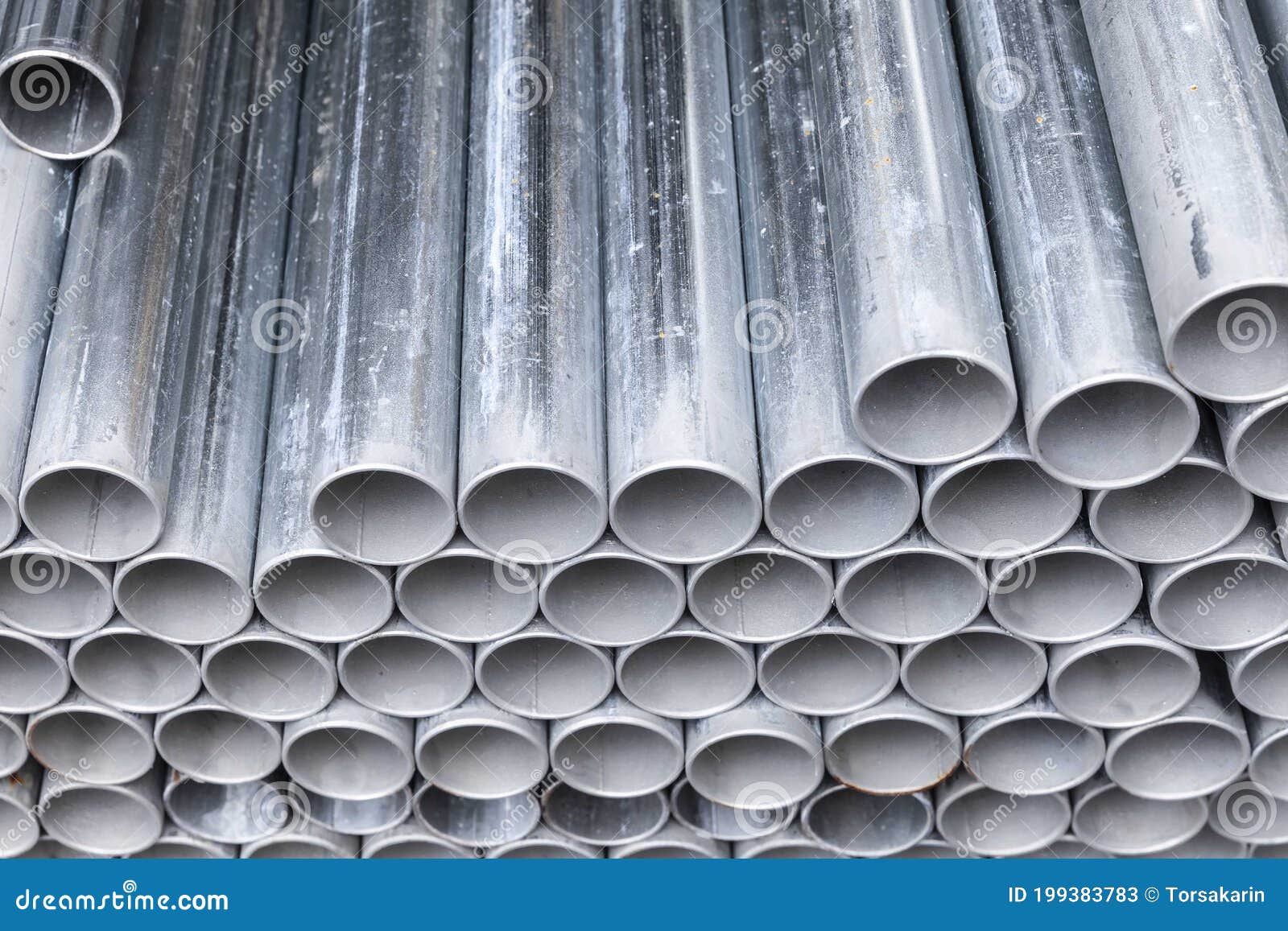 Stack of Construction Metal Pipes Stock Image - Image of building ...