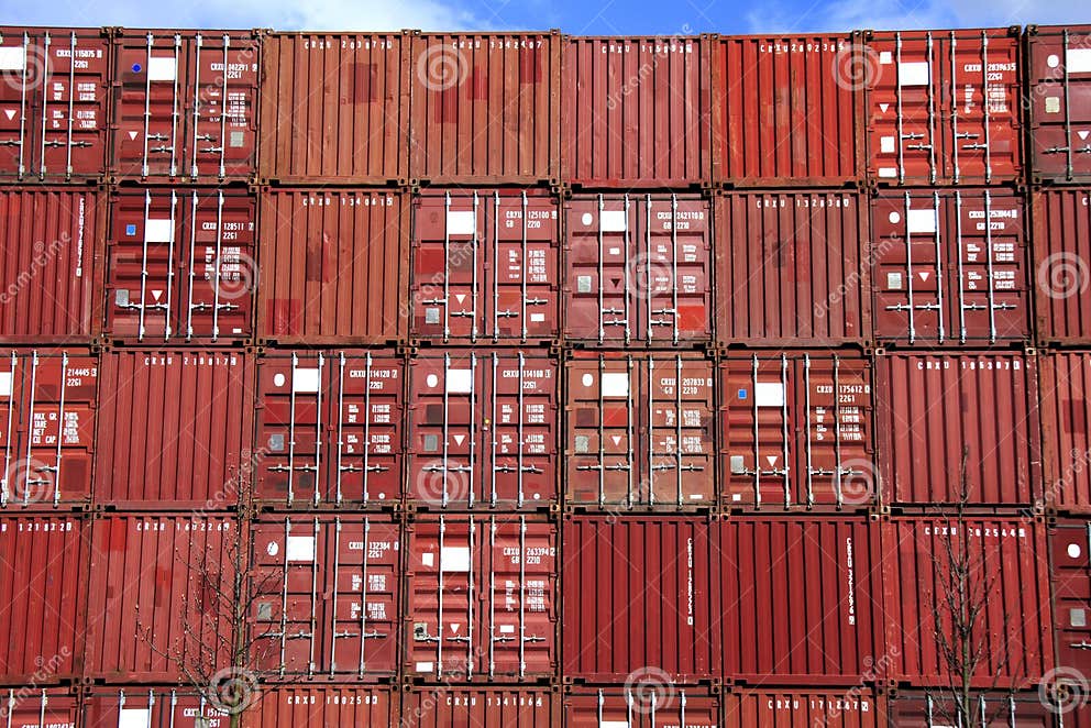 Stack of container stock image. Image of harbor, commerce - 693401