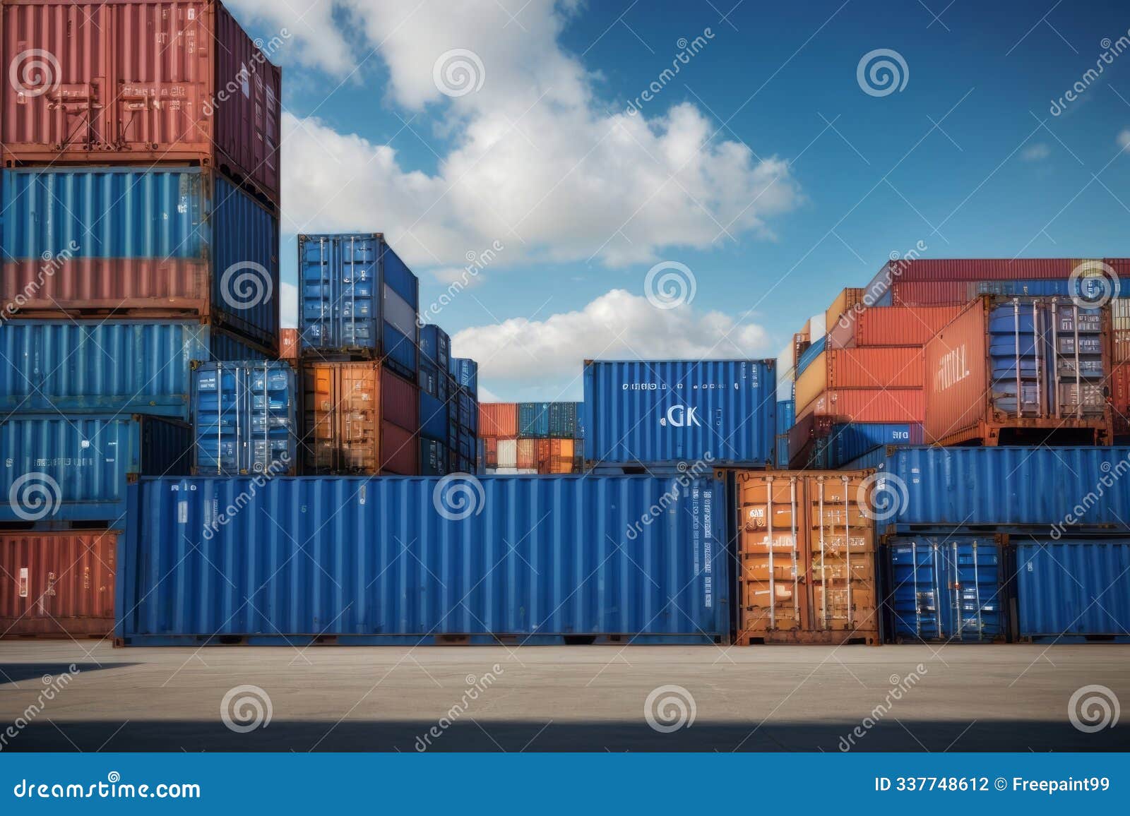 Stack of Container Box for Import and Export Logistics Cargo Delivery ...