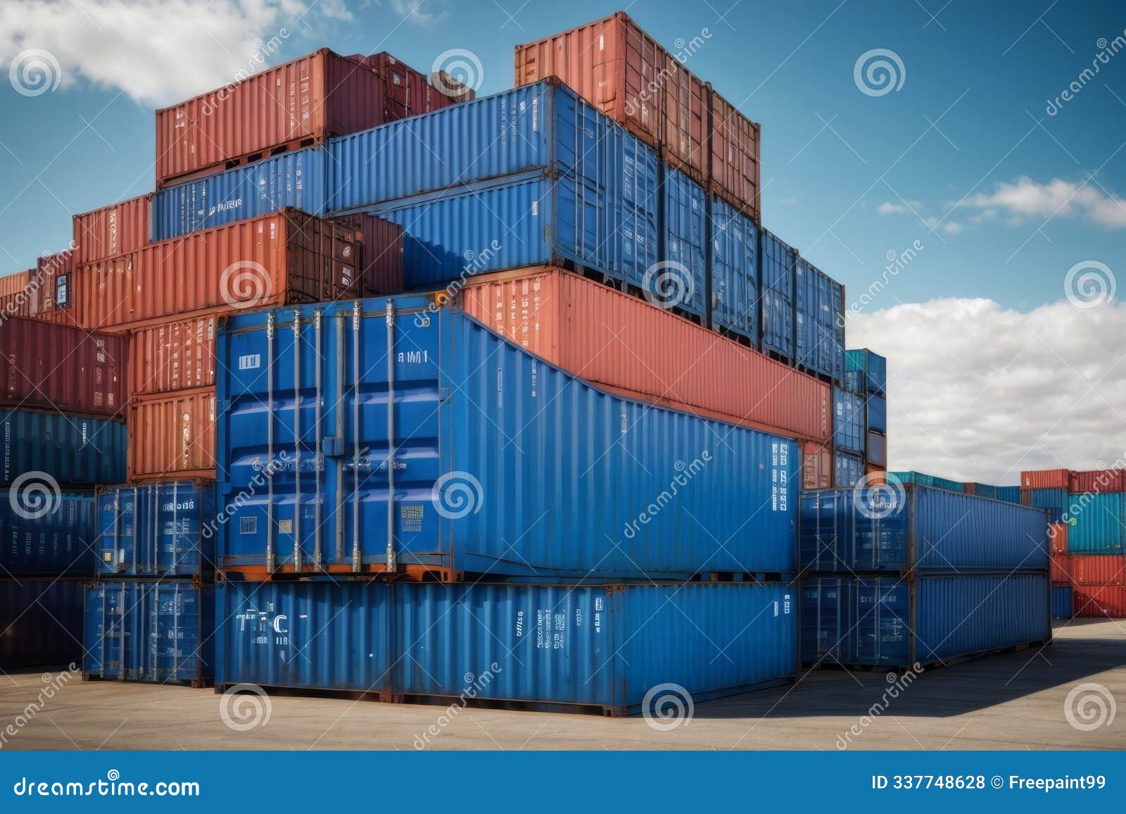 Stack of Container Box for Import and Export Logistics Cargo Delivery ...