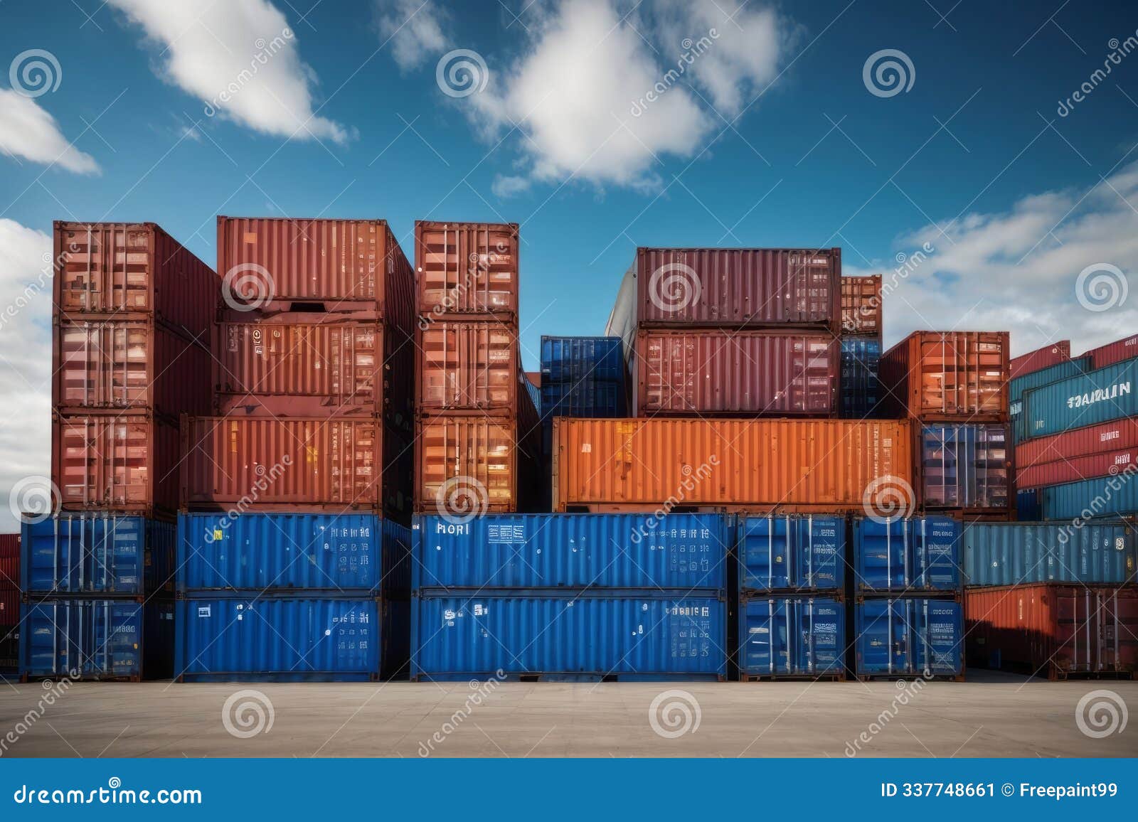 Stack of Container Box for Import and Export Logistics Cargo Delivery ...