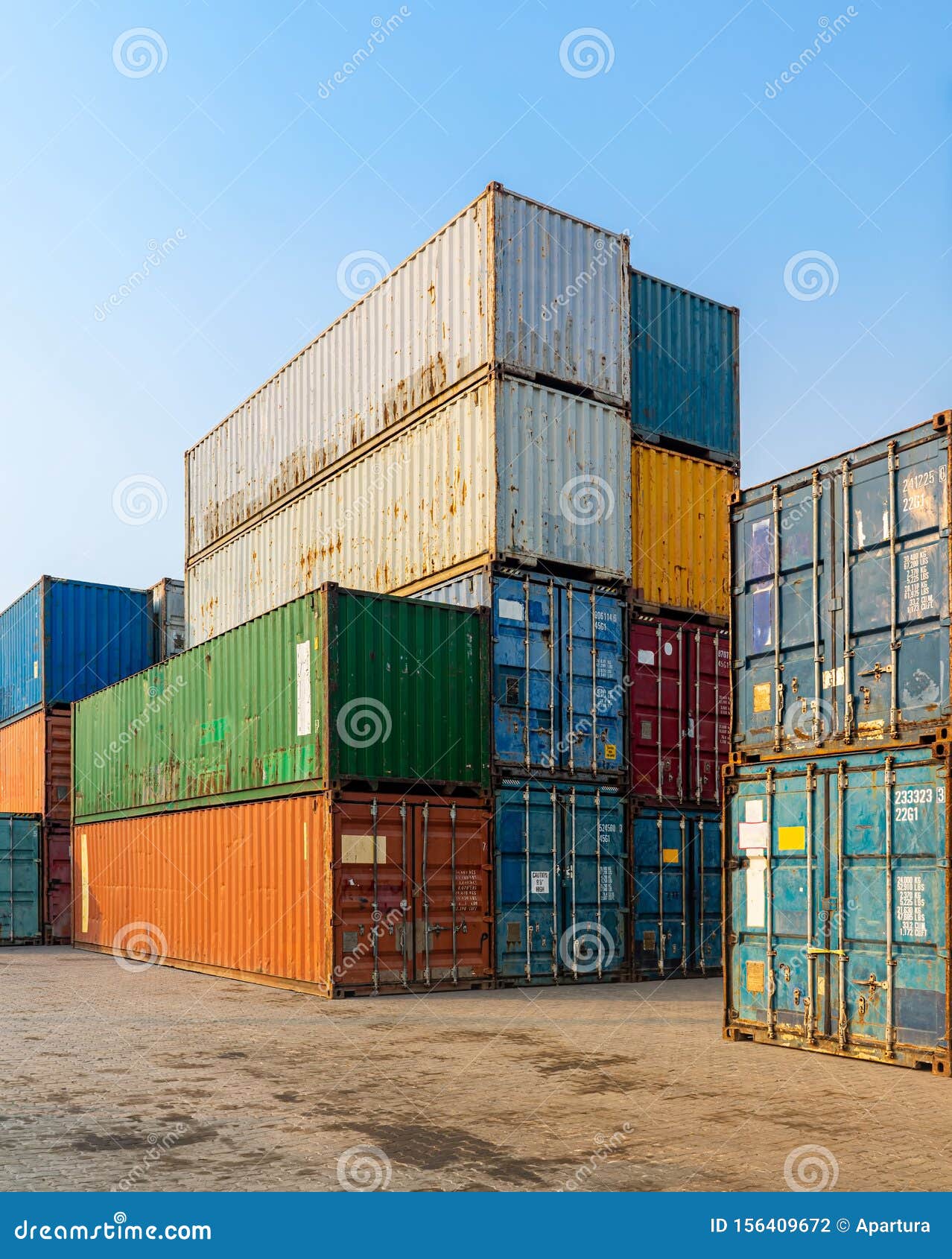 Stack of Container Cargo on Logistic Port Ready for Shipment Stock ...