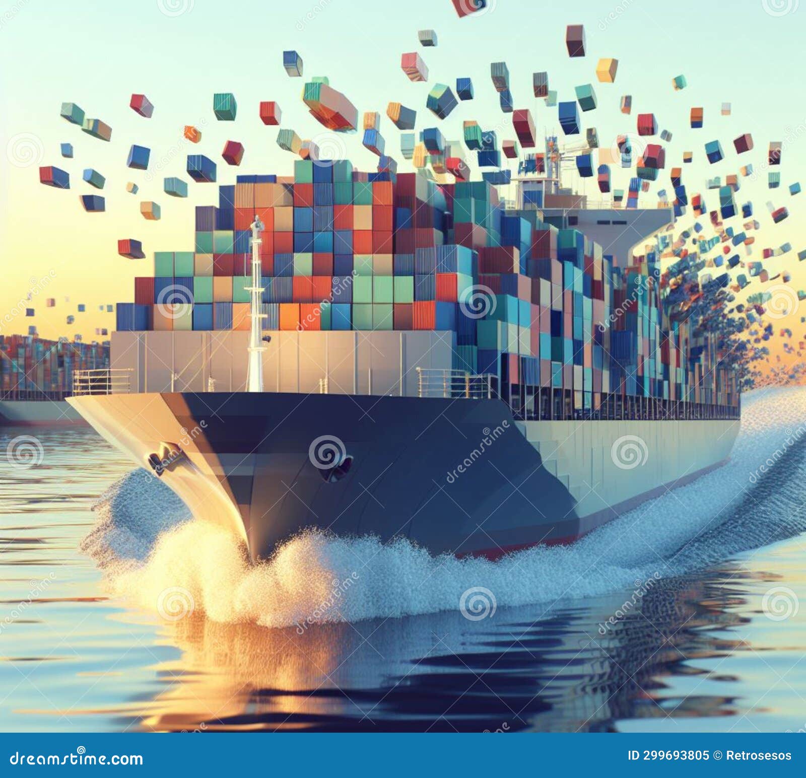 Stack Container Carho Ship Canal Port Freight Sea Computer Aid Service ...