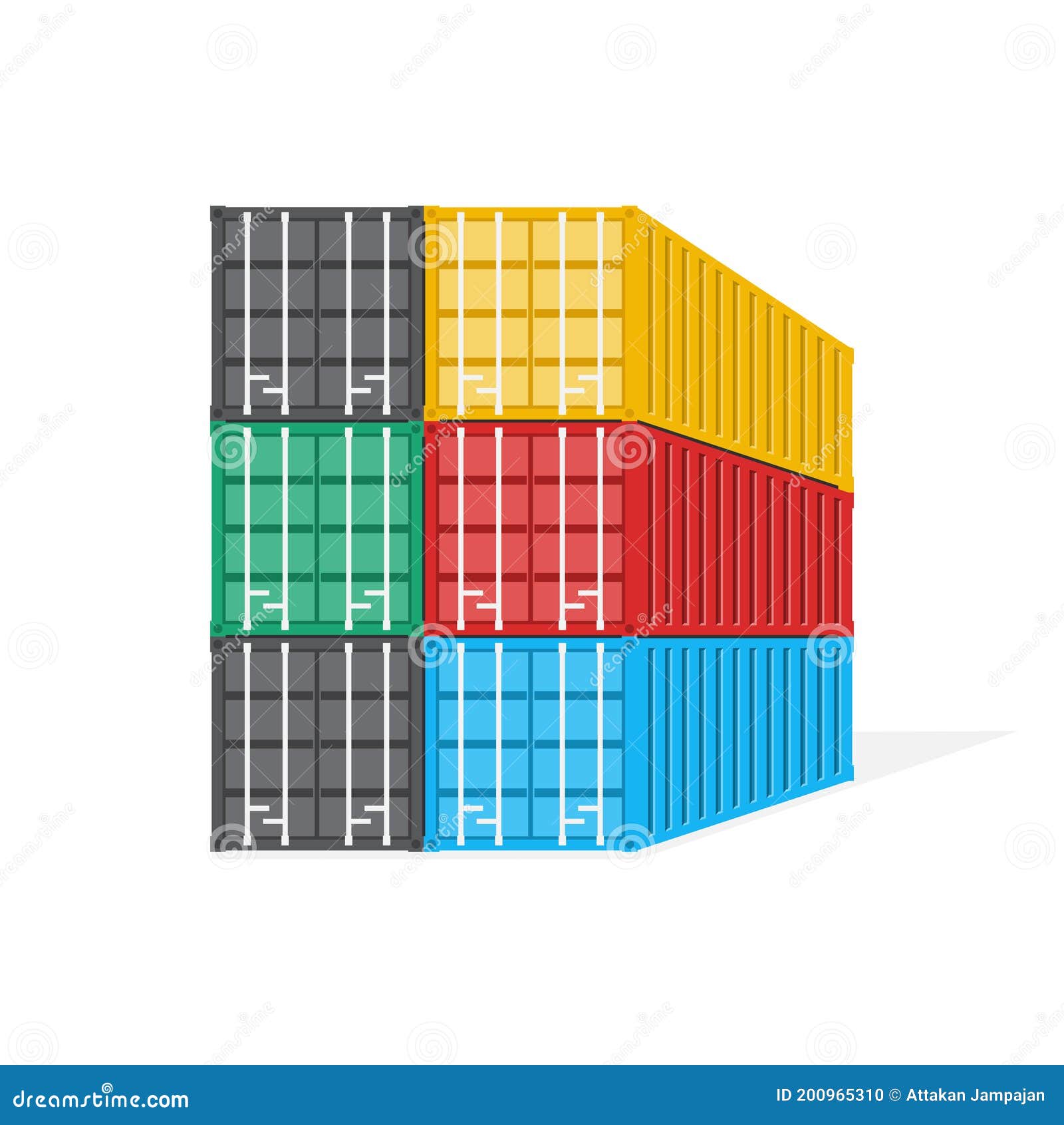 Stack of the Container, Logistics and Transportation Concept, Vector ...