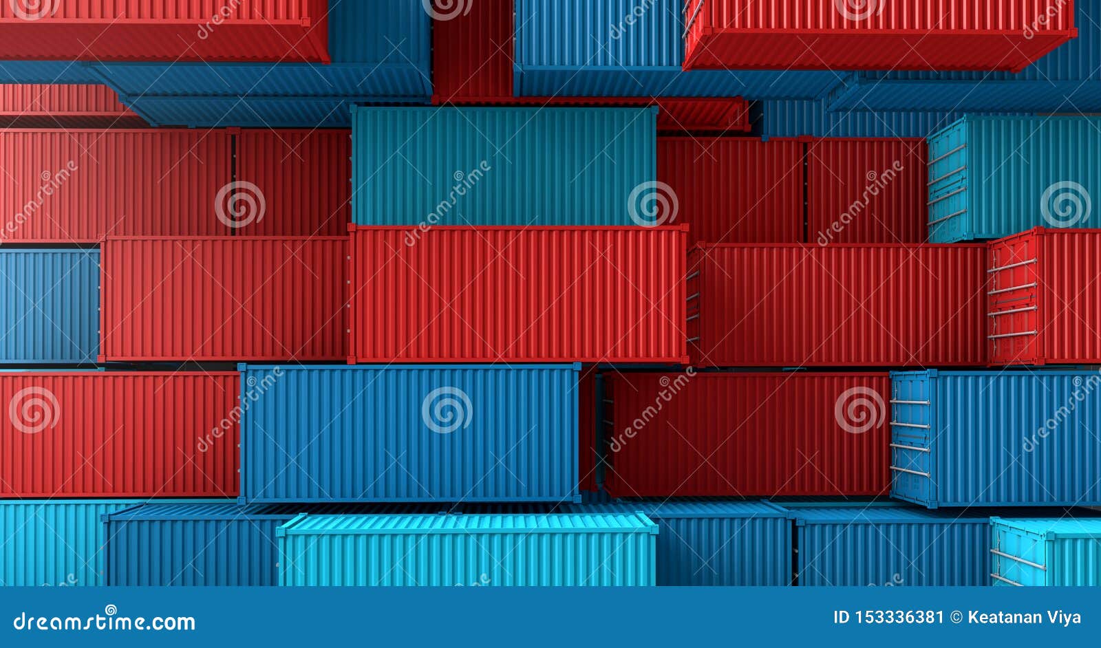 Stack of Containers Box, Cargo Freight Ship on Top View Stock ...