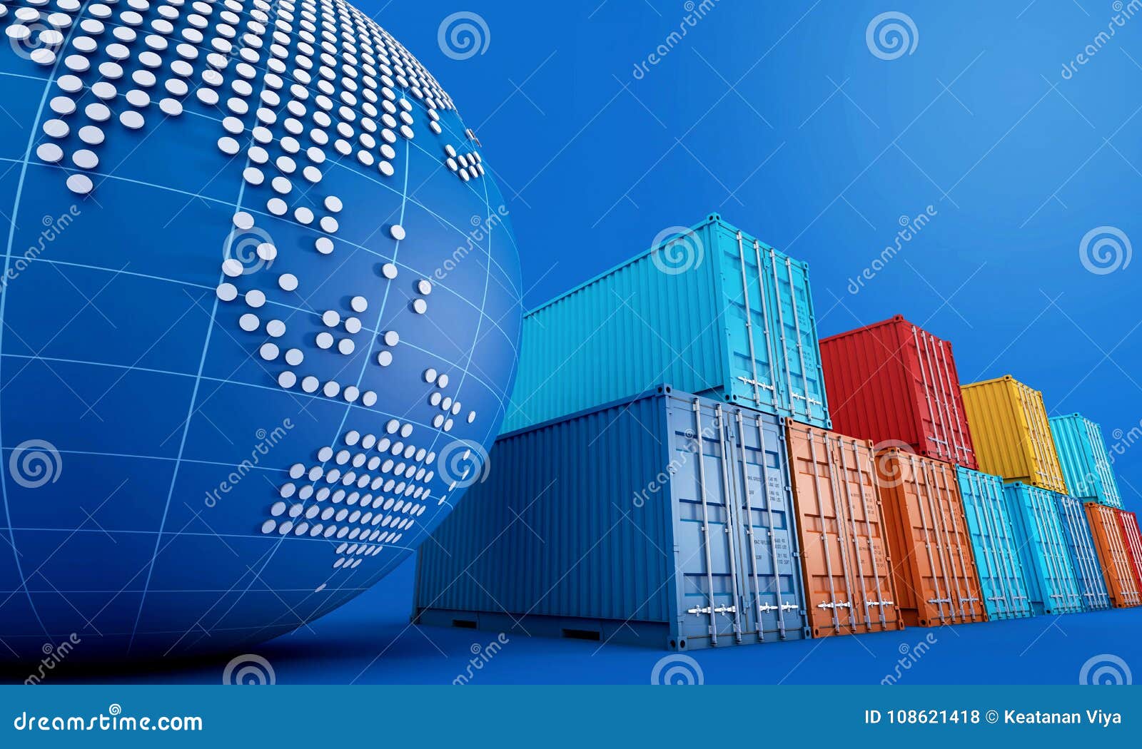 Stack of Containers Box, Worldwide of Import Export Business Stock ...
