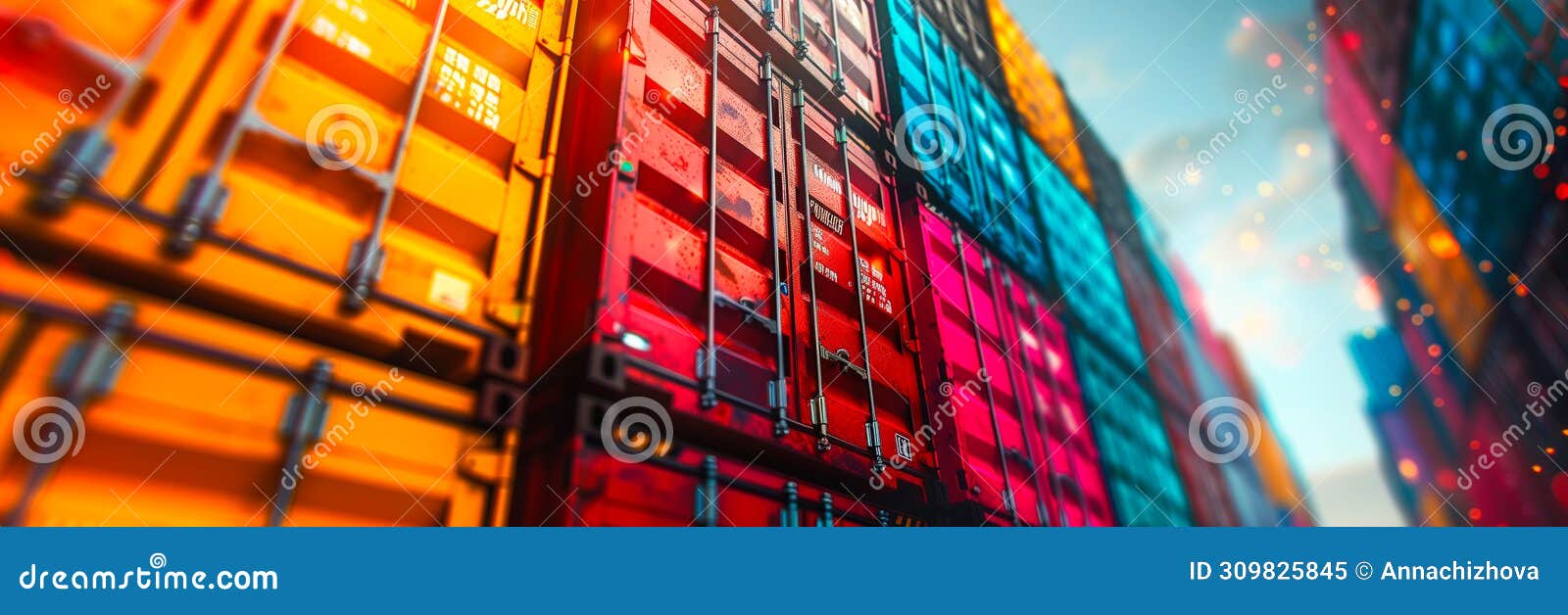 Stack of Containers Cargo Ship Import or Export in Harbor Port. Cargo ...