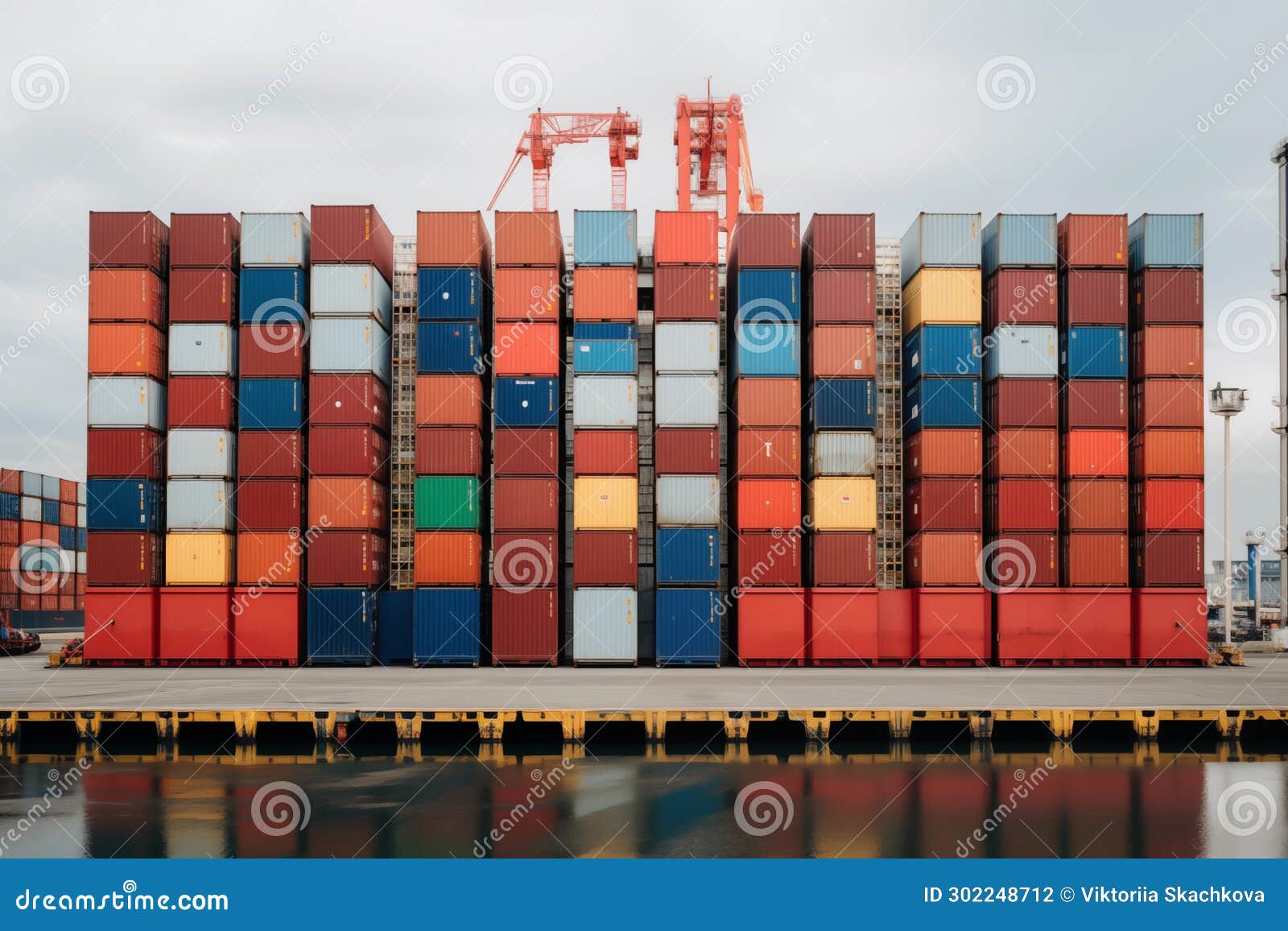 Stack of Containers Cargo Ship Import Export in Harbor Port, Cargo ...