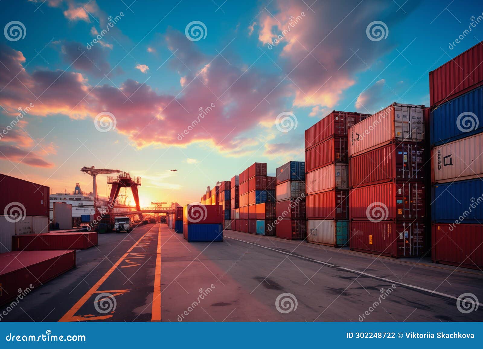 Stack of Containers Cargo Ship Import Export in Harbor Port, Cargo ...