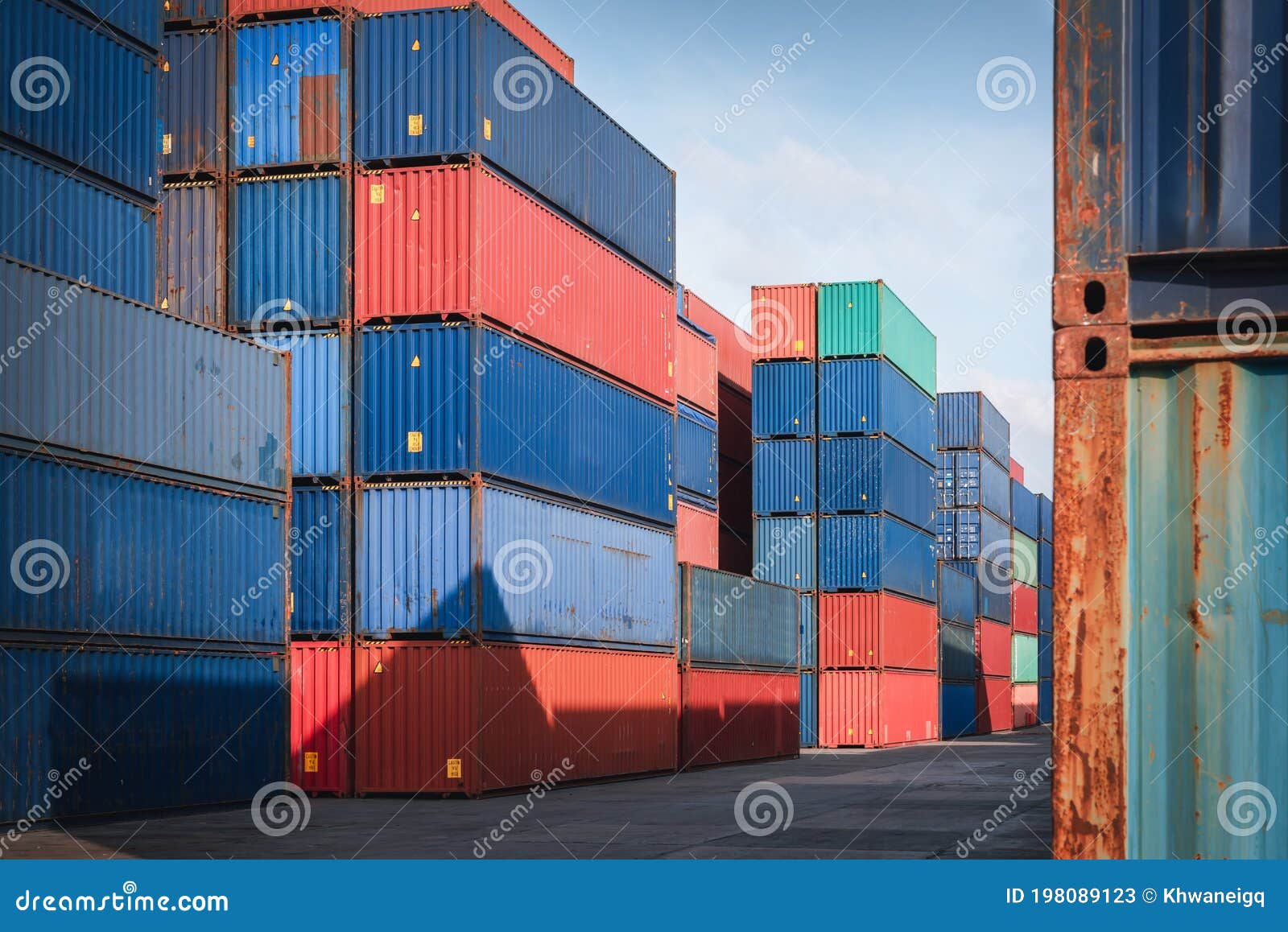 Stack of Containers Cargo Ship Import/Export in Harbor Port, Cargo ...