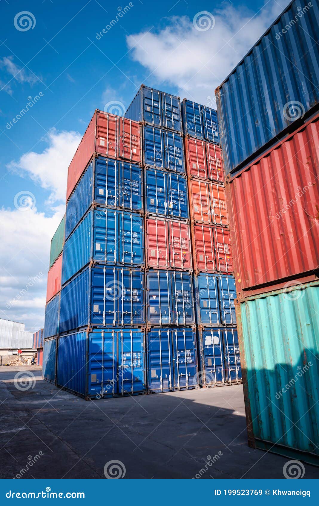 Stack of Containers Cargo Ship Import/Export in Harbor Port, Cargo ...