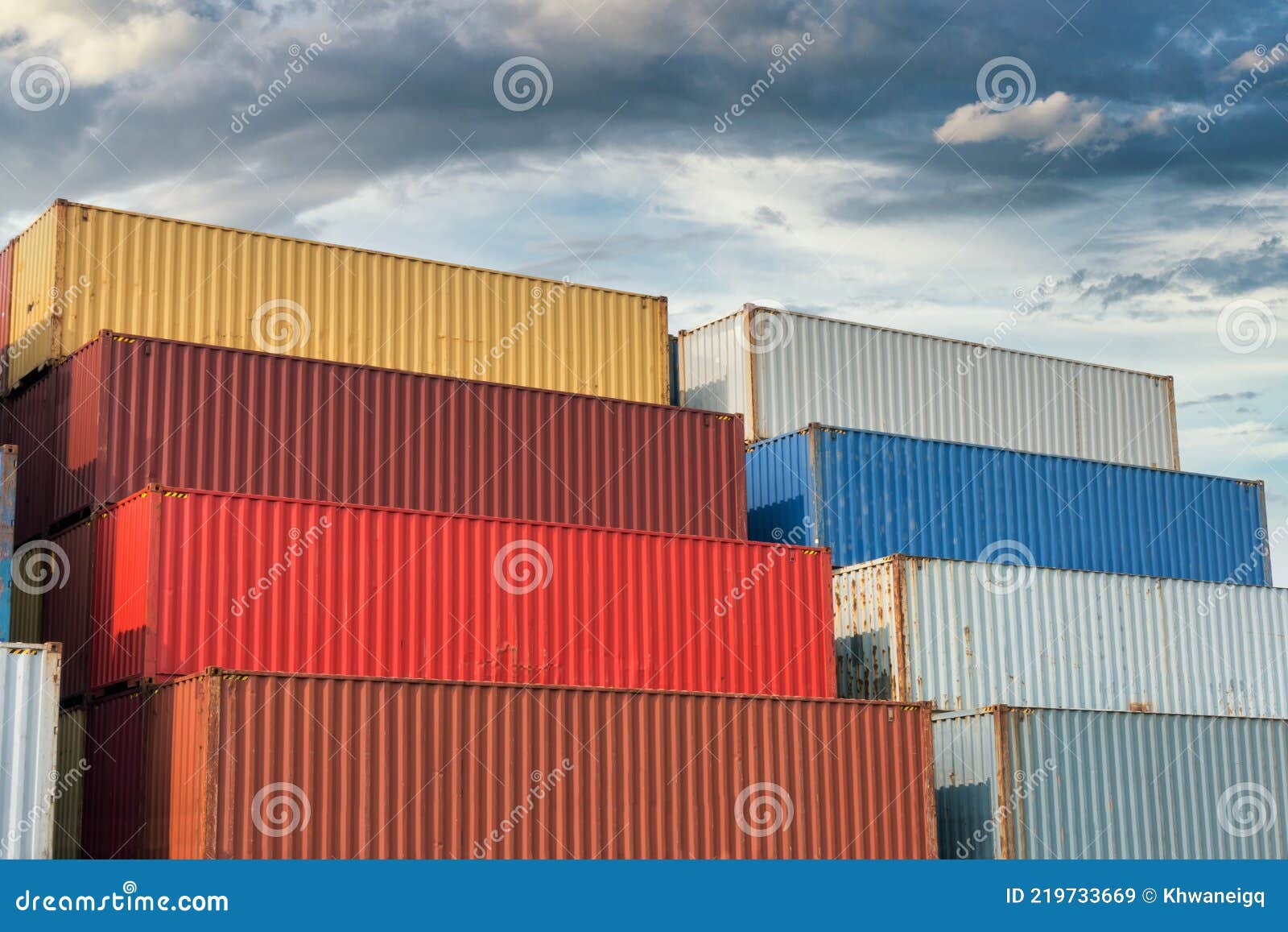 Stack of Containers Cargo Ship Import/Export in Harbor Port, Cargo ...