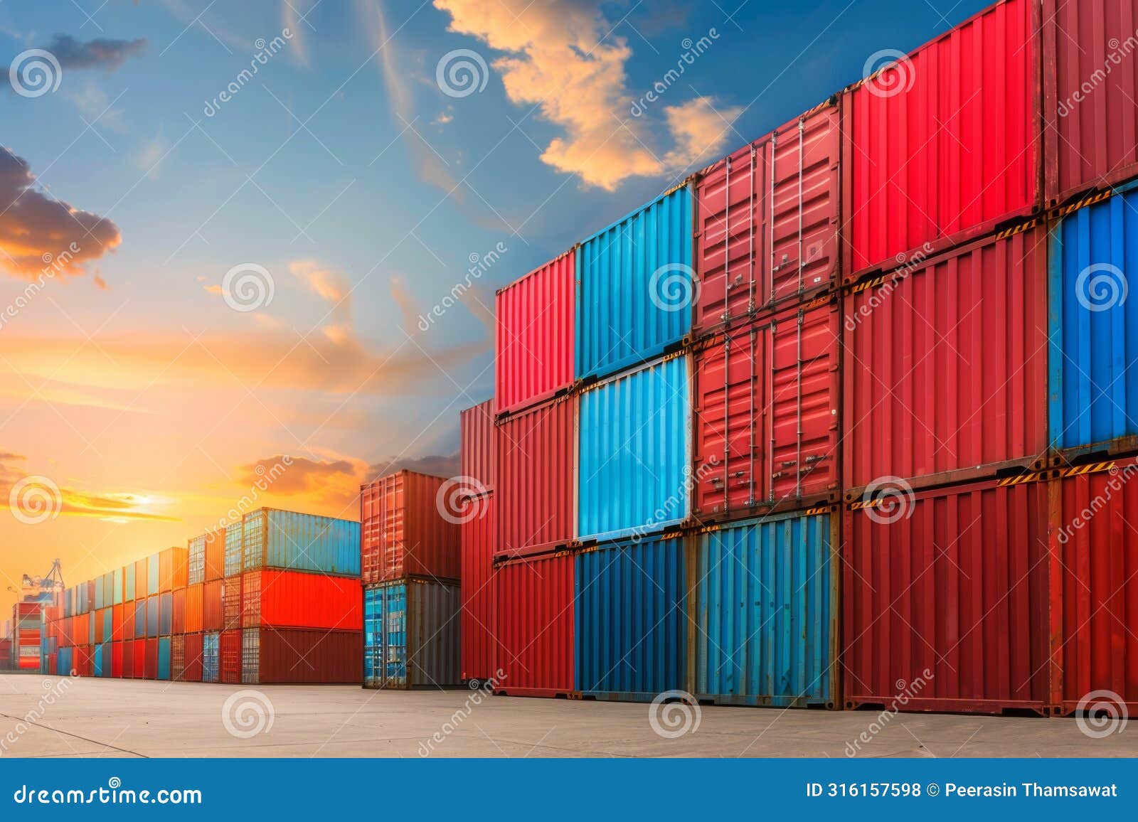AI Generate Image of Stack of Containers Cargo Ship Import Export in ...