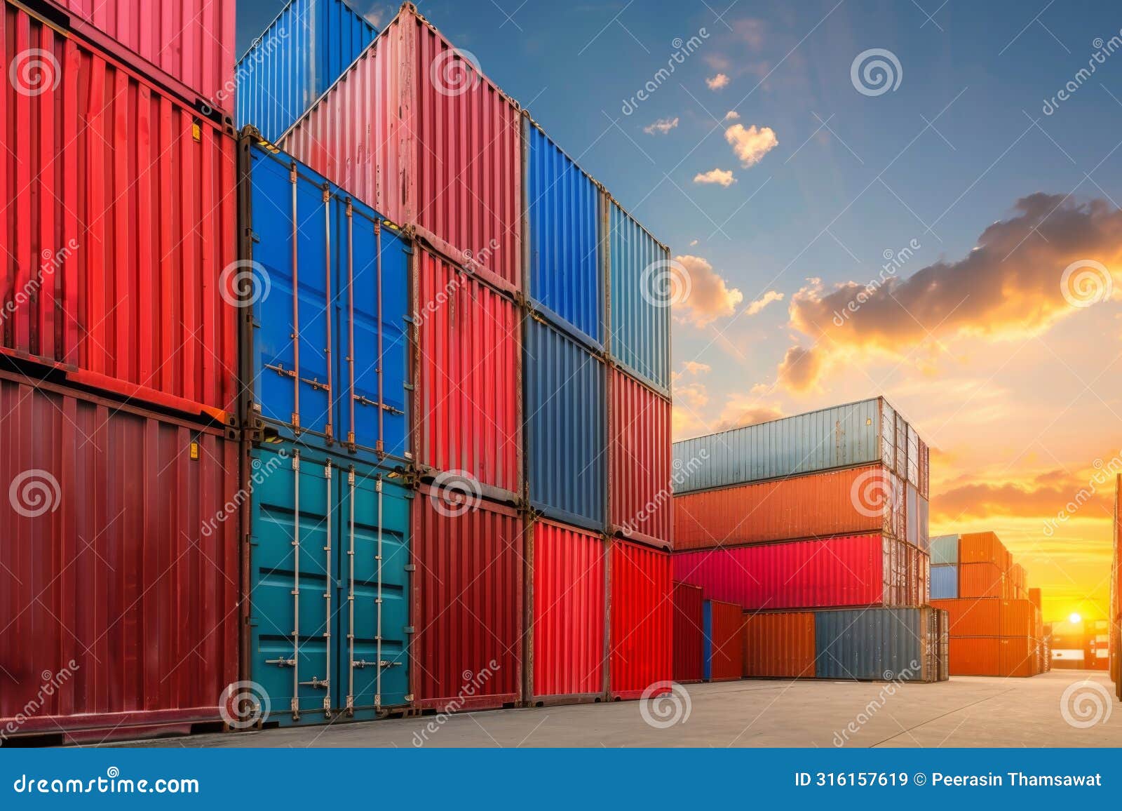 AI Generate Image of Stack of Containers Cargo Ship Import Export in ...