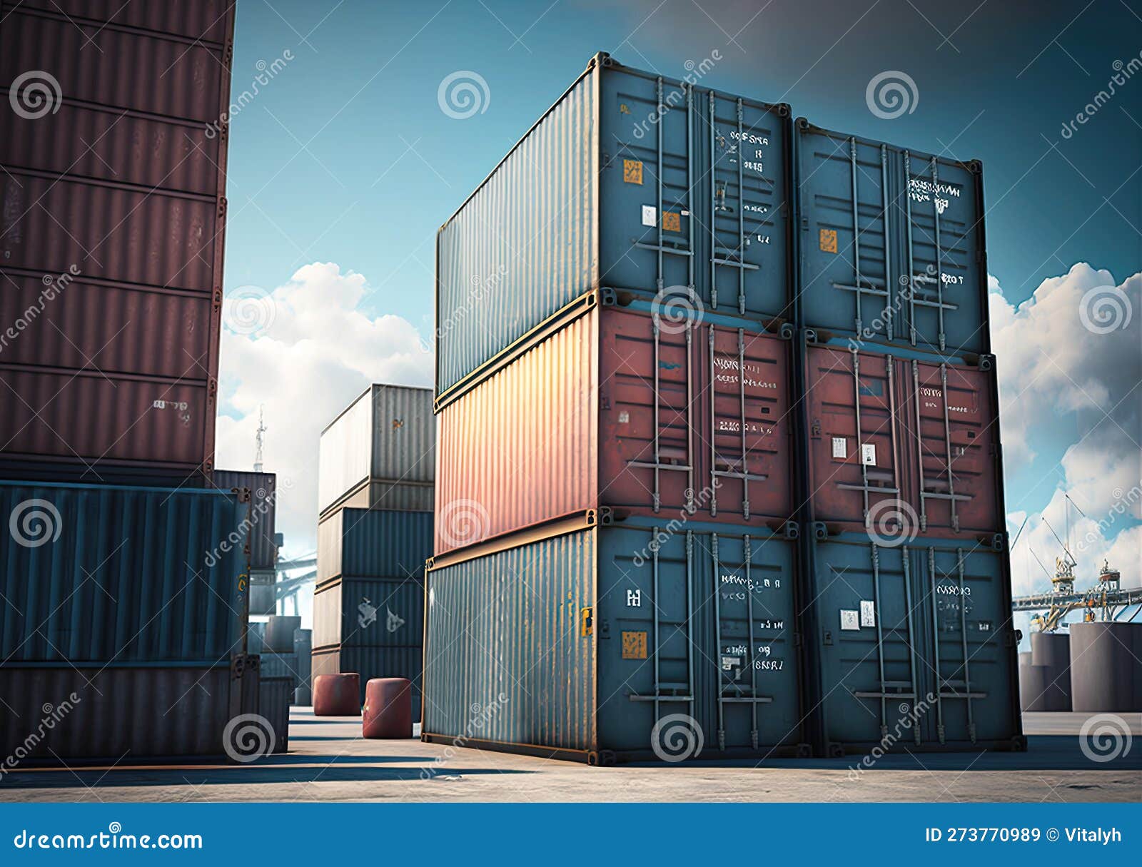 Stack of Containers Cargo Ship in a Port, Nautical Transport ...