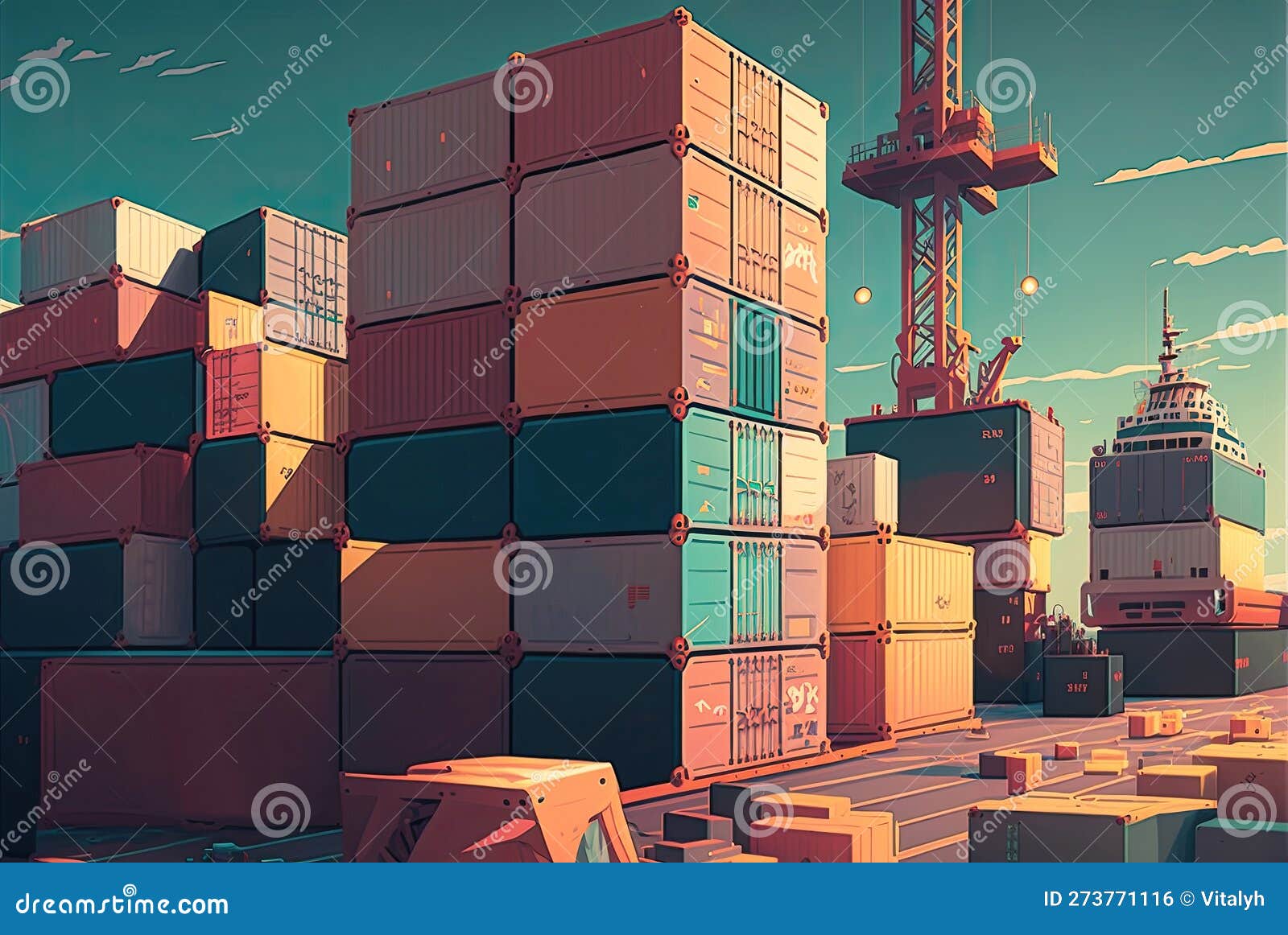 Stack of Containers Cargo Ship in a Port, Nautical Transport ...