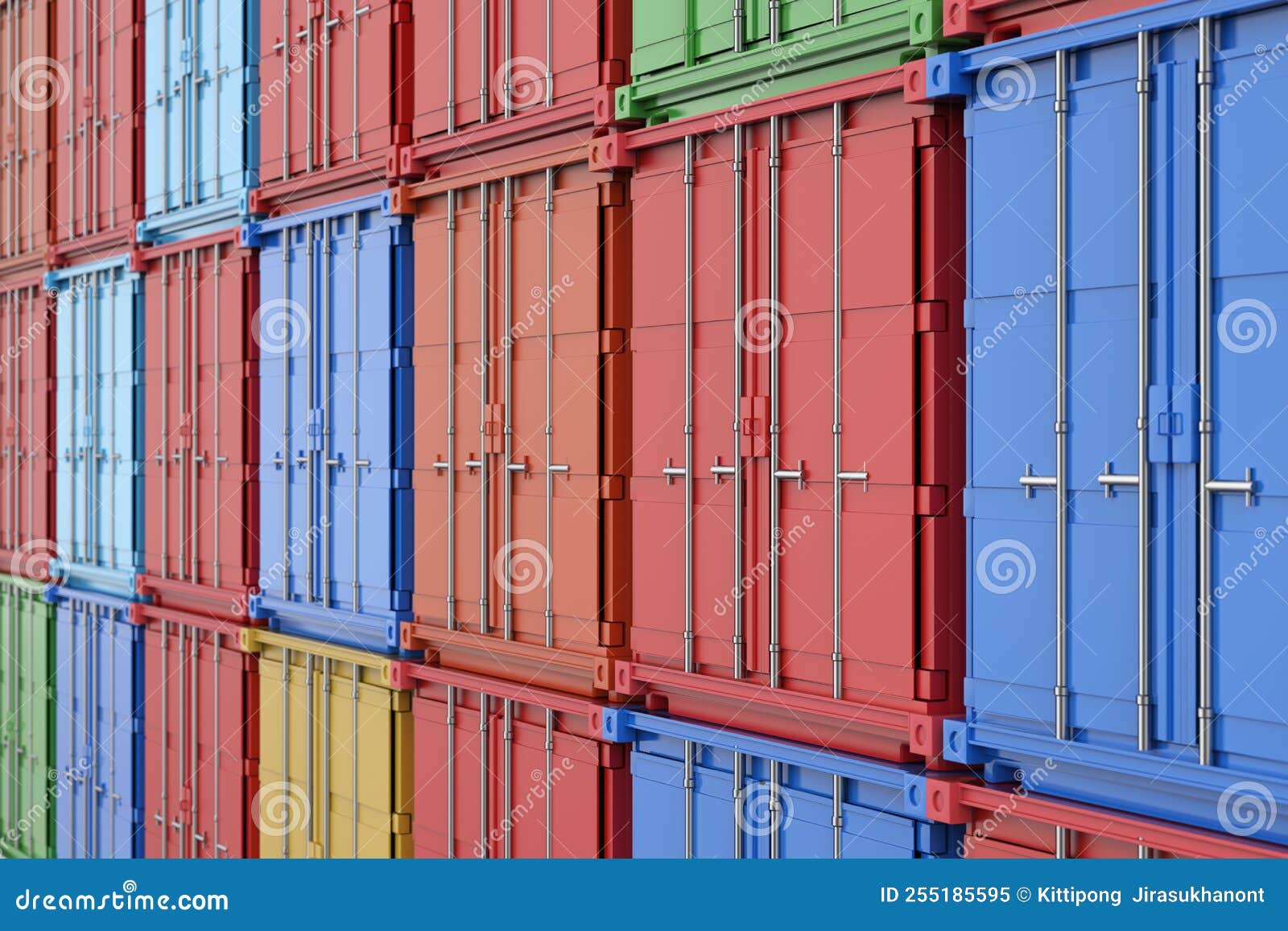 Stack of Containers at Container Port Stock Illustration - Illustration ...