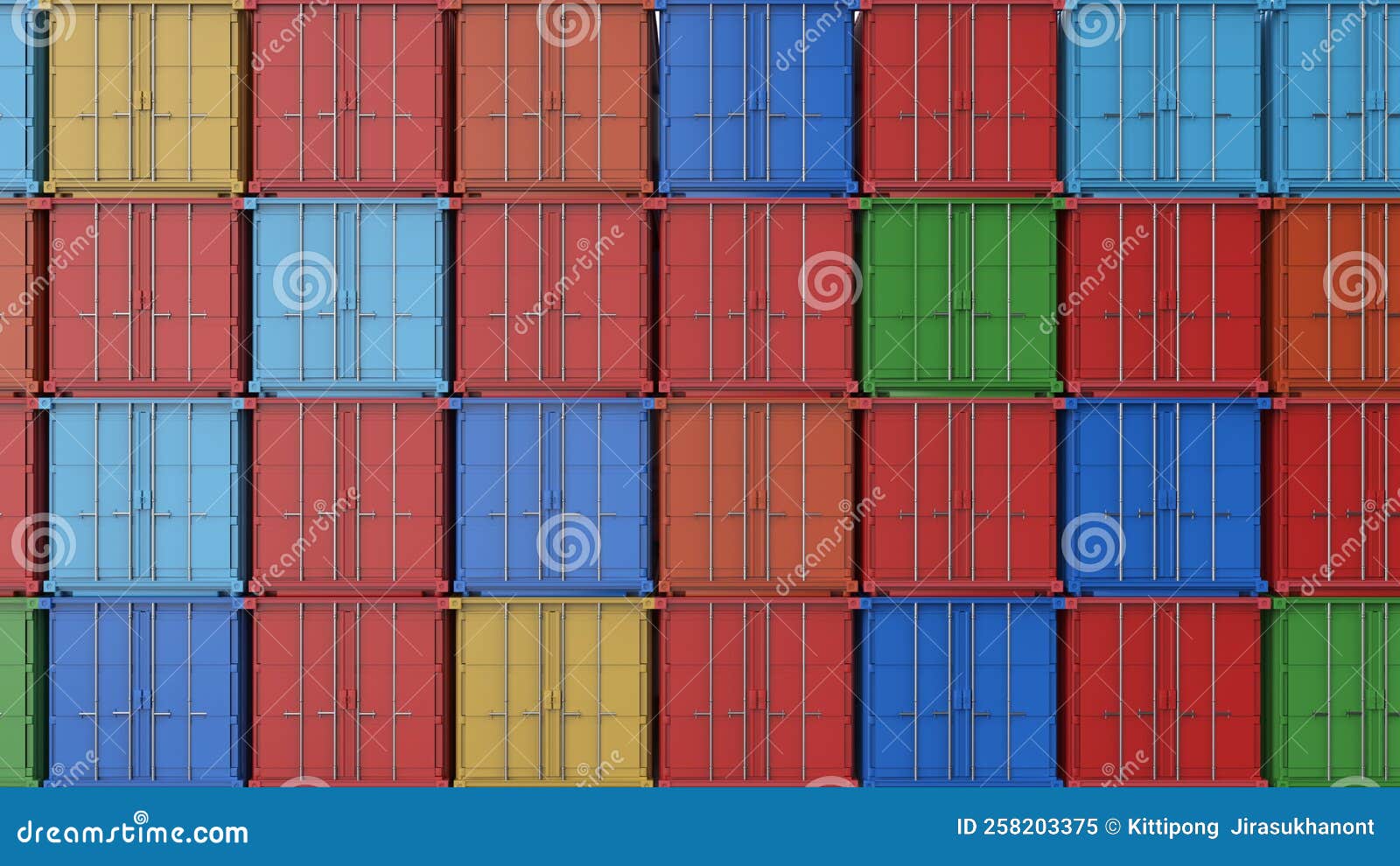 Stack of Containers at Container Port Stock Illustration - Illustration ...