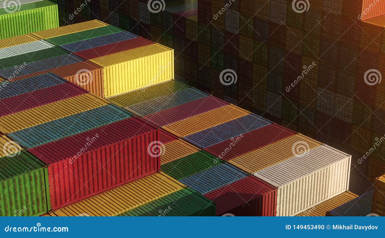 Stack of Containers in a Harbor, Shipping at Dockyard, Logistic Import ...