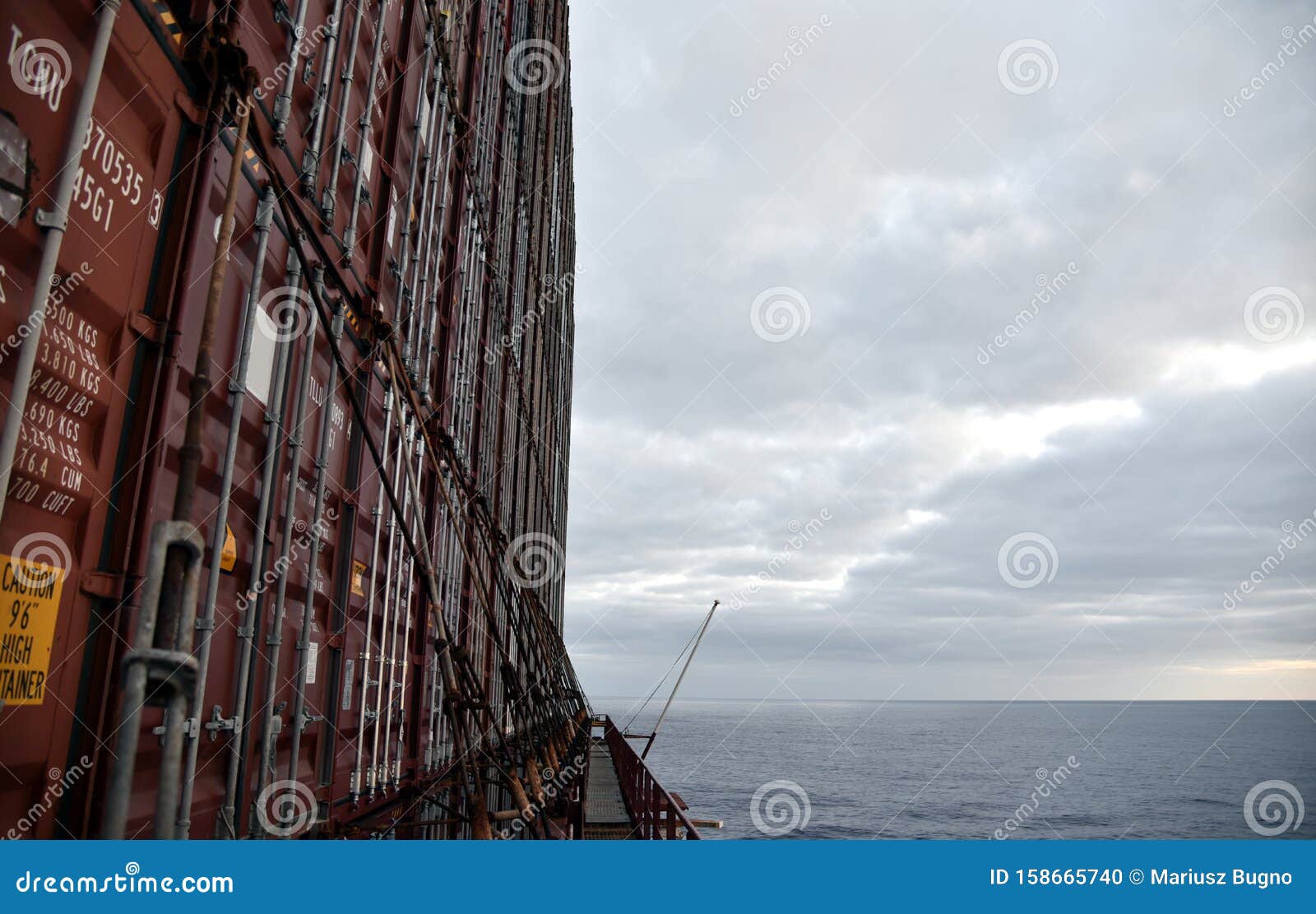 Stack of the Containers Loaded on the Cargo Ship. Editorial Image ...