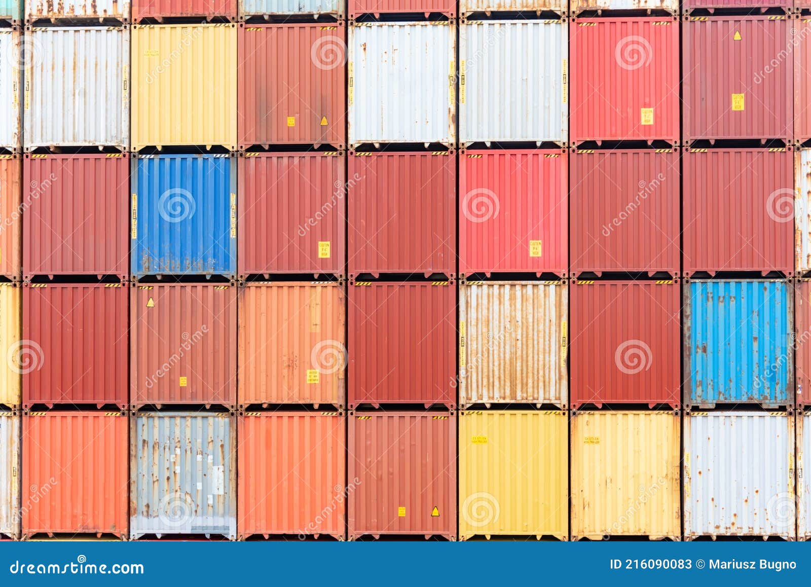 Stack of the Containers Loaded on Deck of Cargo Ship. Stock Image ...