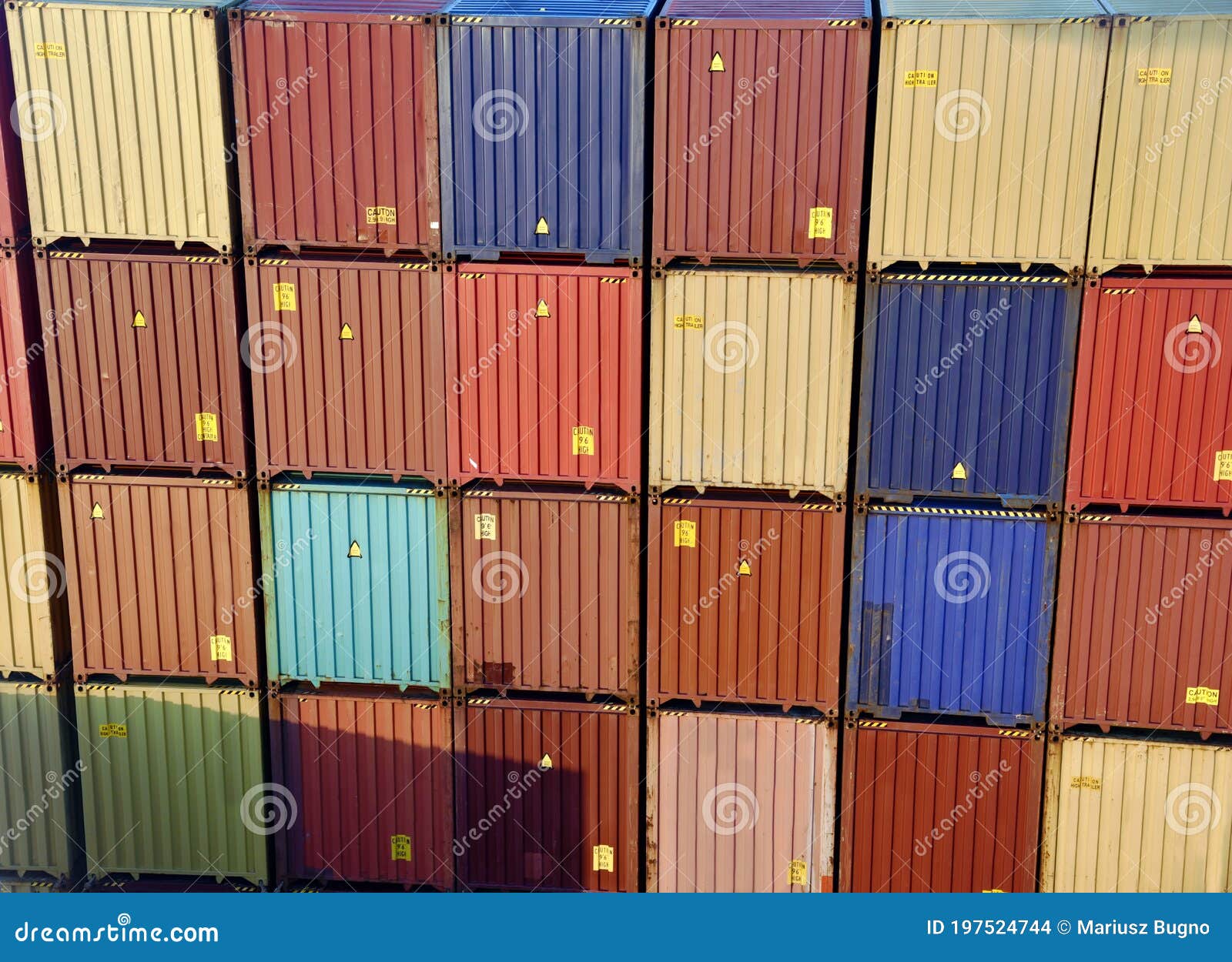 Stack of the Containers Loaded on Deck of the Cargo Ship. Stock Photo ...