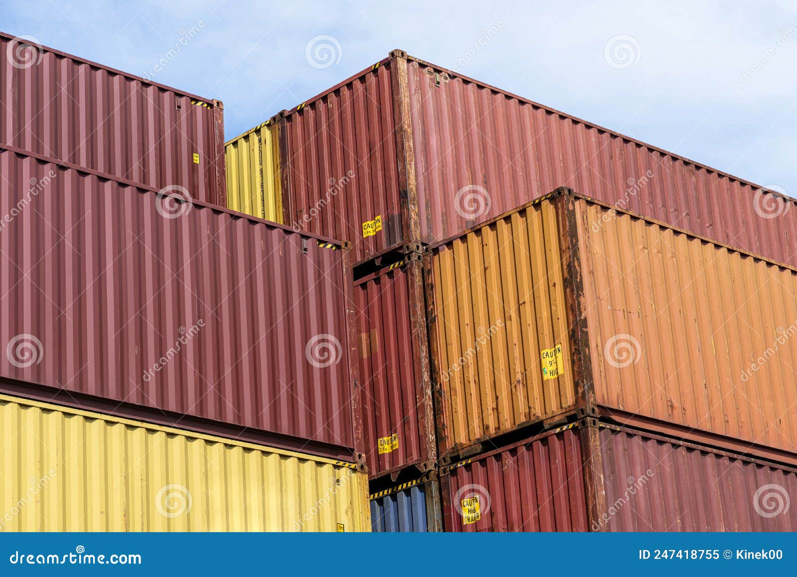 A Stack of Containers Standing on Top of Each Other in the Loading Yard ...