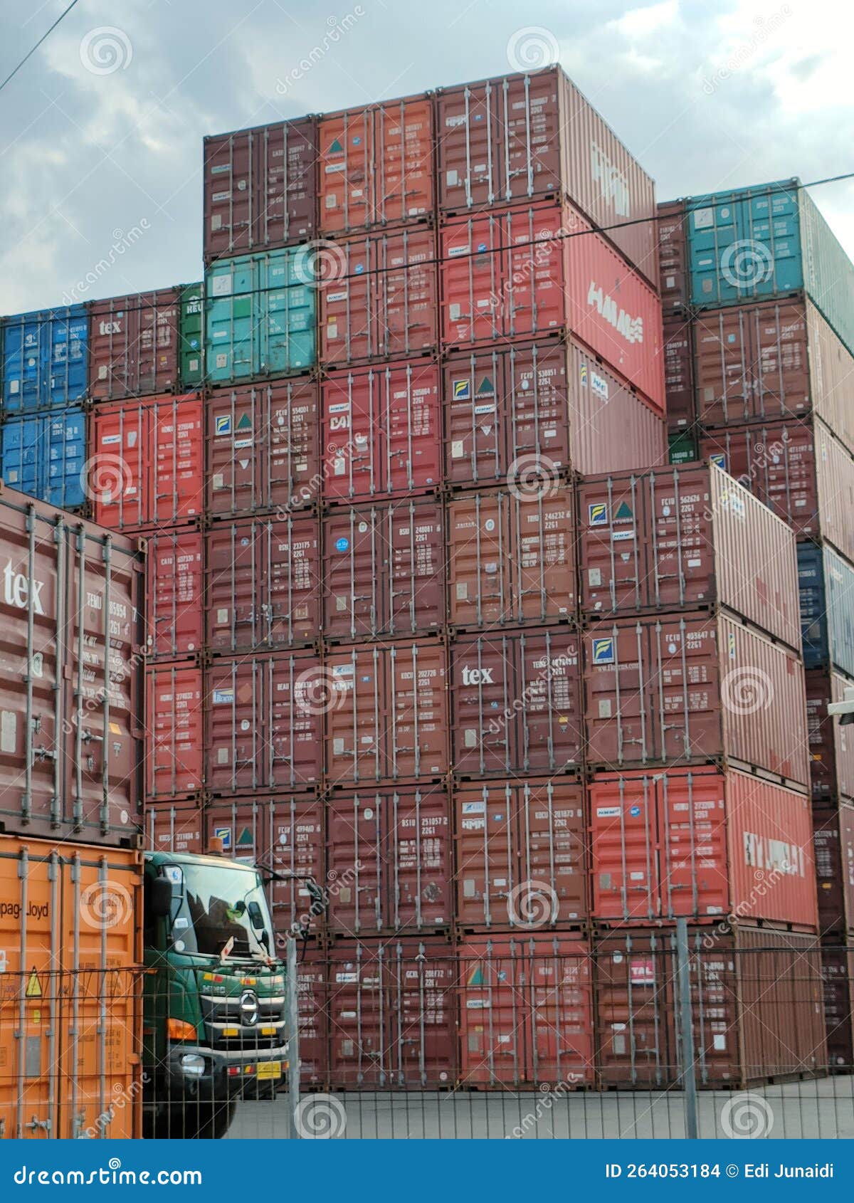 Stack of Containers on Terminal Editorial Stock Image - Image of stack ...