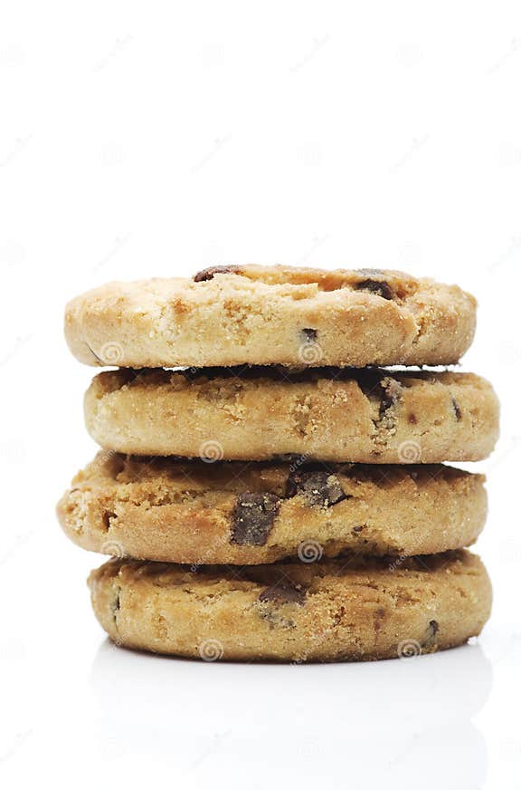 Stack of Cookies, Biscuits with Chocolate Chips on White Background ...