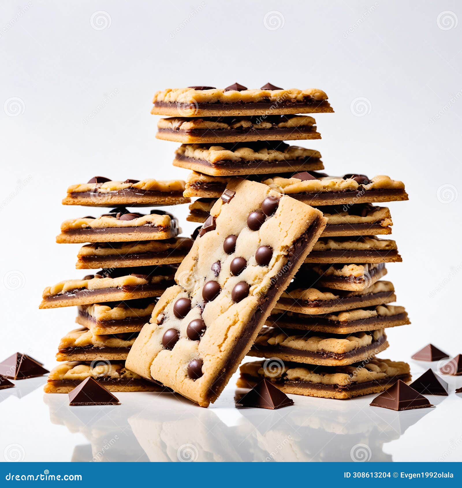 A Stack of Cookies with Chocolate. Generative AI Stock Illustration ...