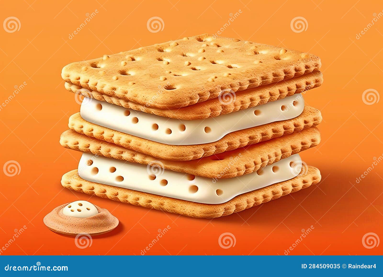Stack Of Cookies Crackers With Cream Fillin On Orange Background ...