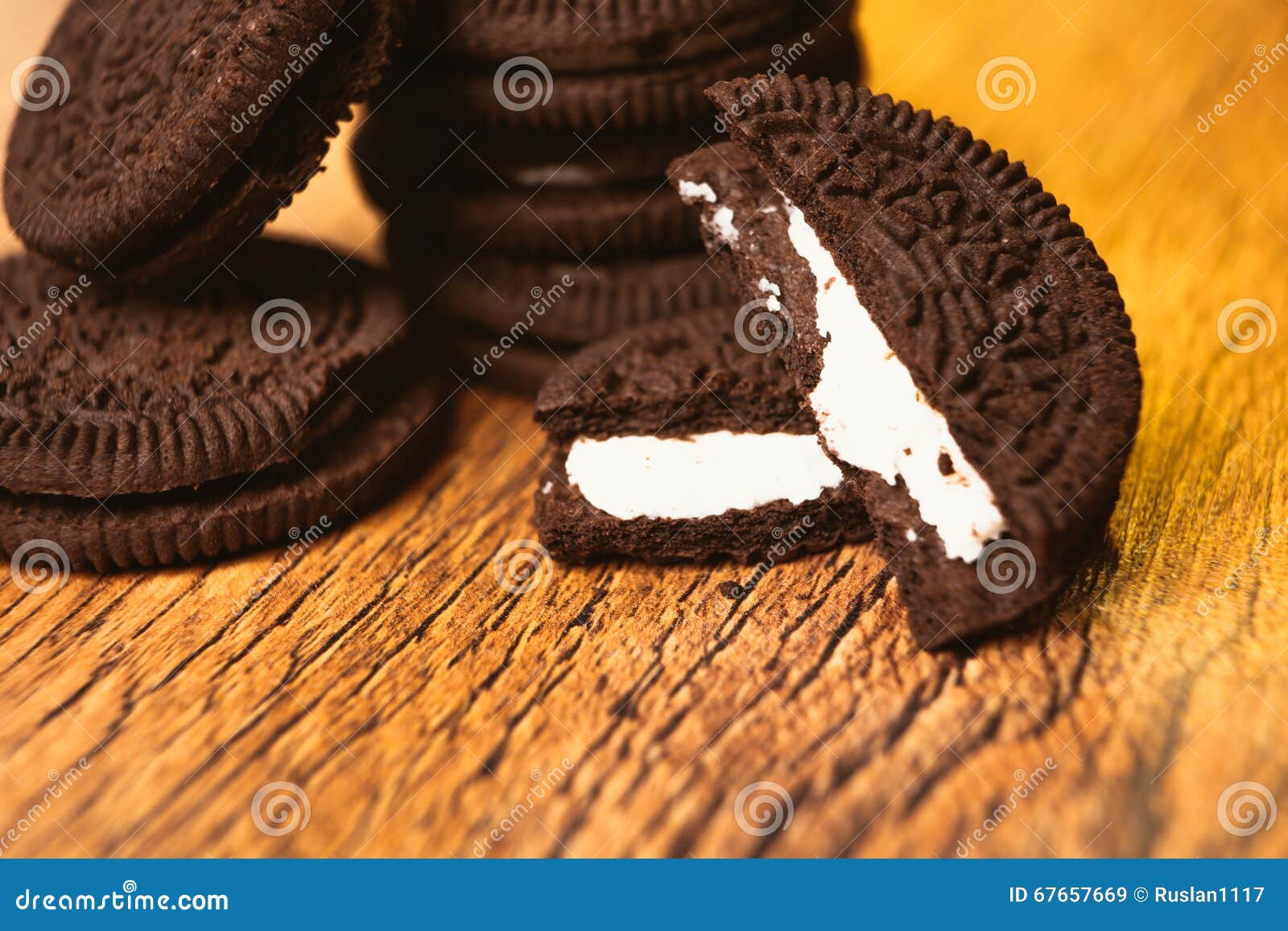 Stack of Cookies on Dark Blurred Background Stock Image - Image of copy ...