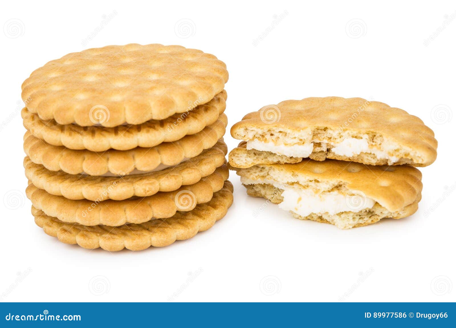 Stack of Cookies with Stuffed and Broken Cookie on White Stock Photo ...